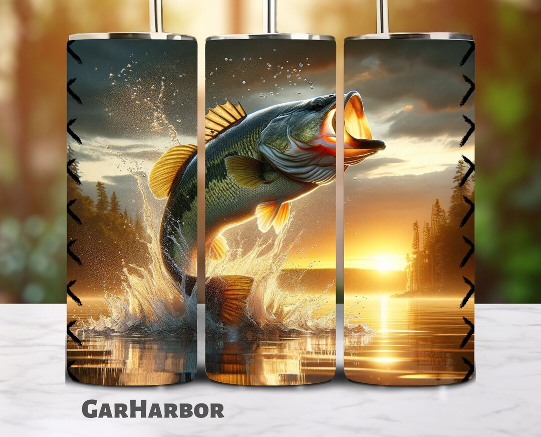 Bass Fish 20 Oz Skinny Tumbler Sublimation Design Digital Download PNG ...