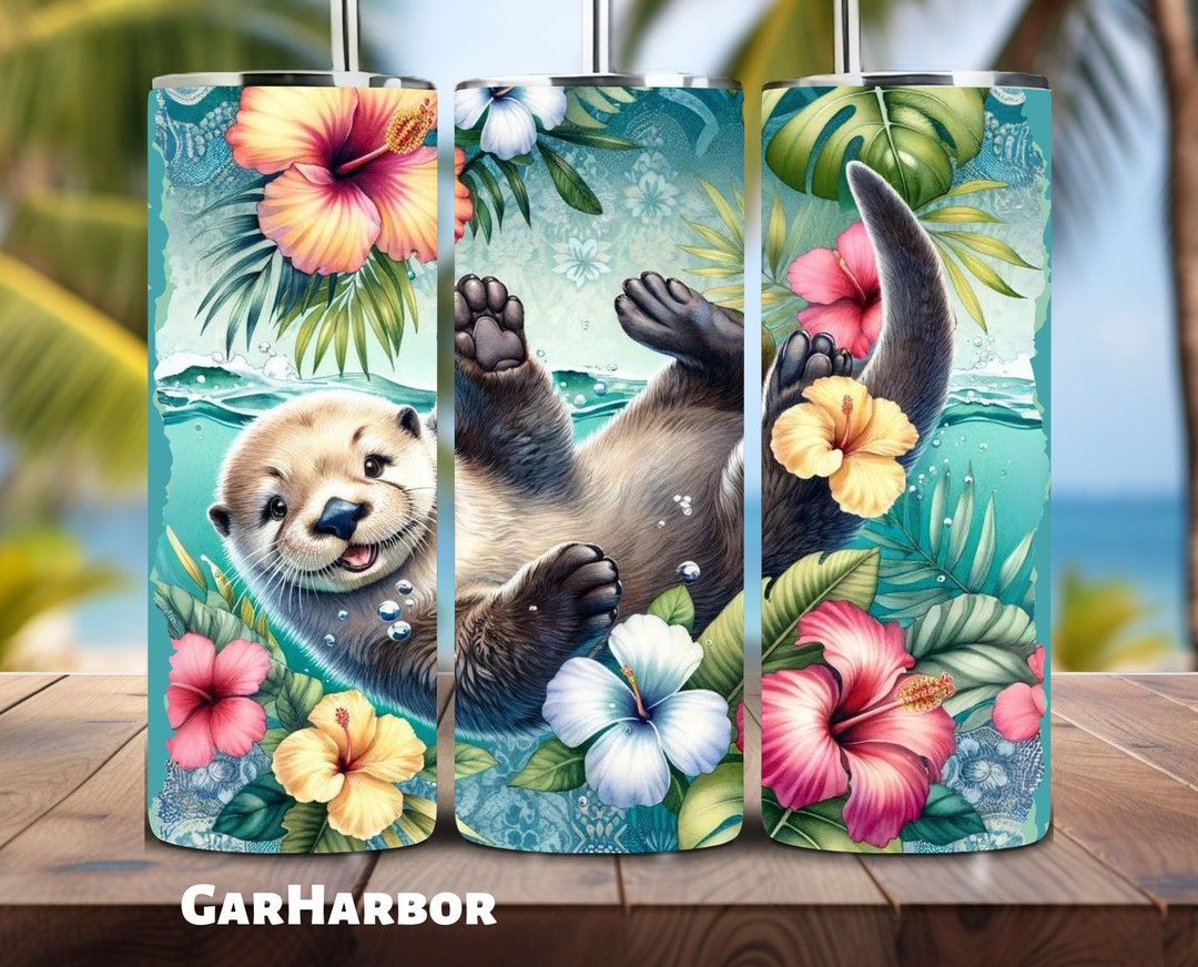 Sea Otter Tumbler Wrap, Sublimation Design Templates, Straight Png ...