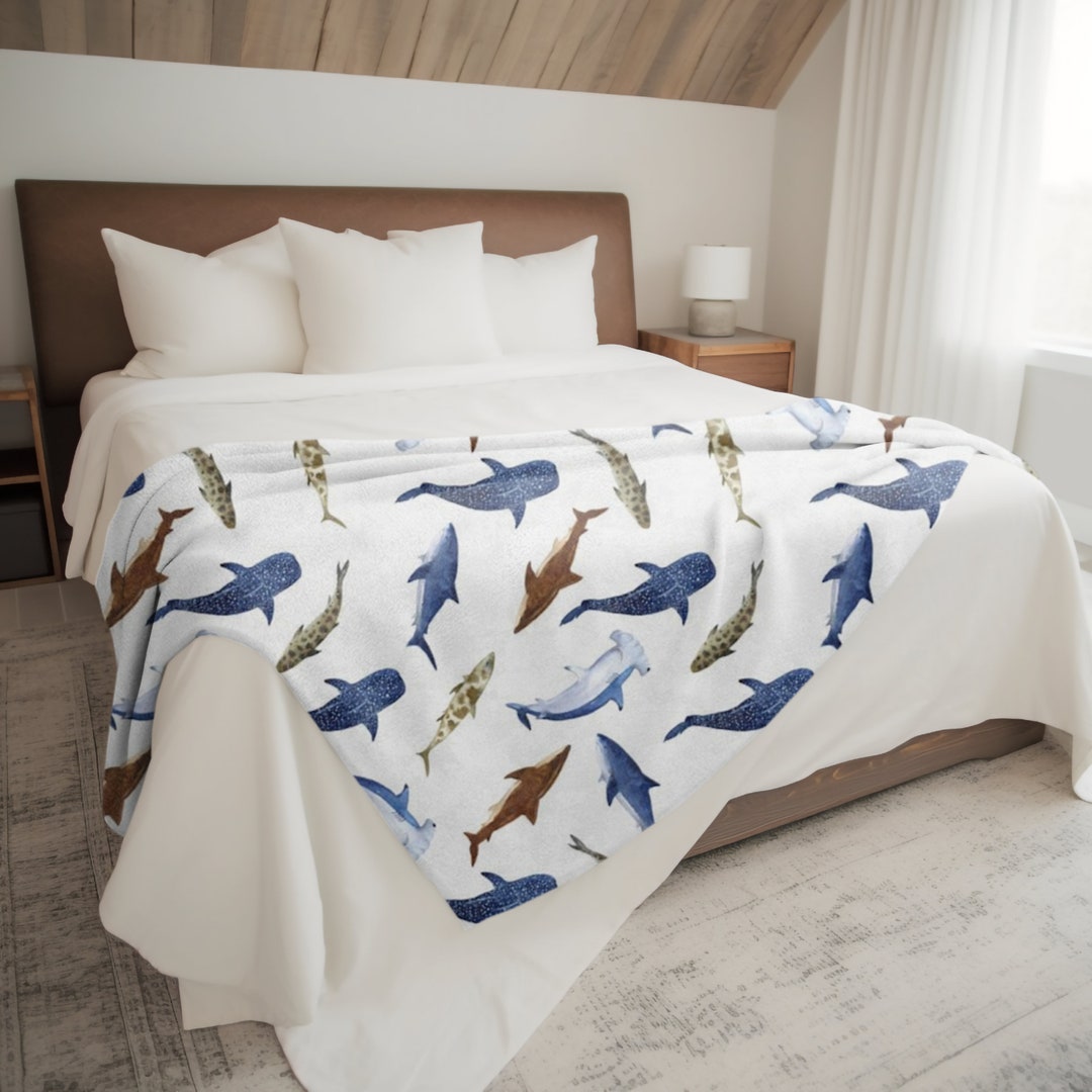 Sharks Minky Blanket | Soft Blanket | Toddler Blanket | Comfy Throw ...