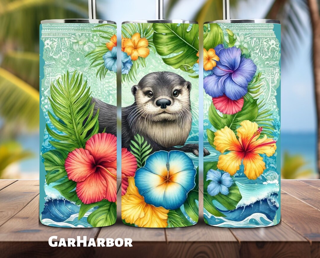 Sea Otter Tumbler Wrap, Sublimation Design Templates, Straight Png ...