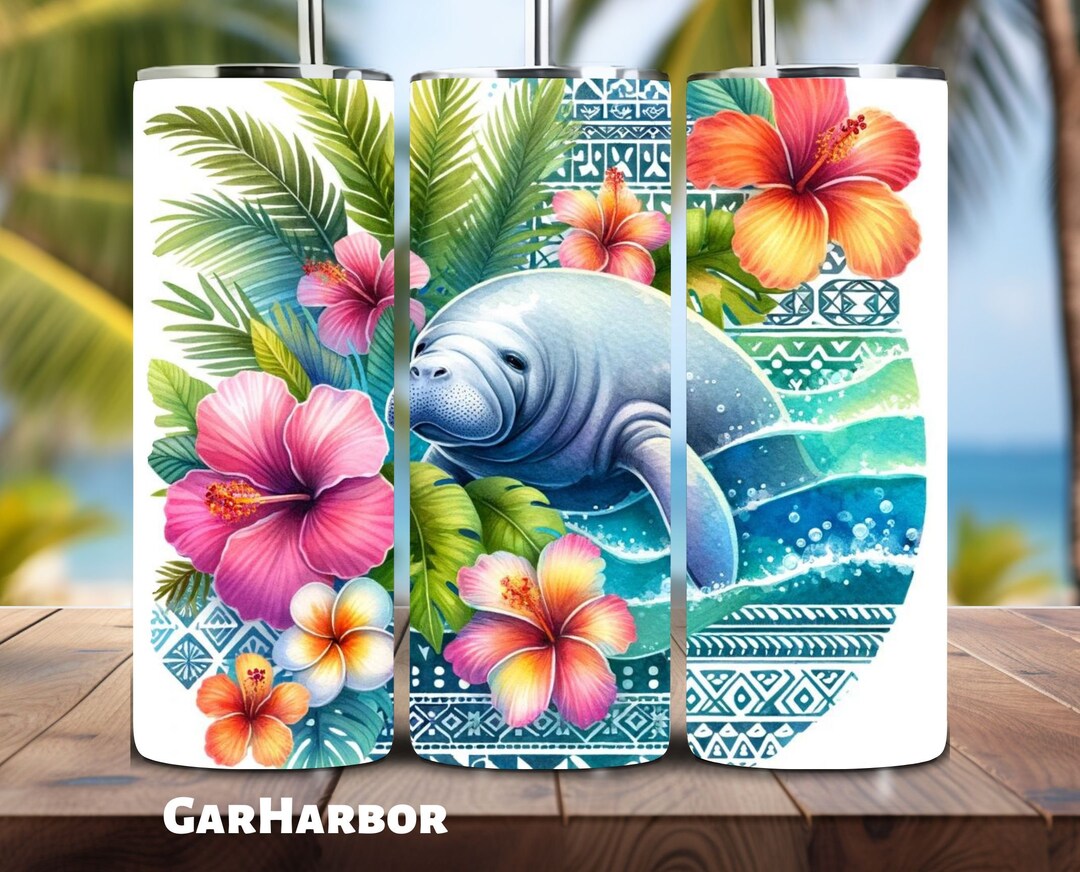 Manatee Tumbler Wrap, Sublimation Design Templates, Straight Png ...