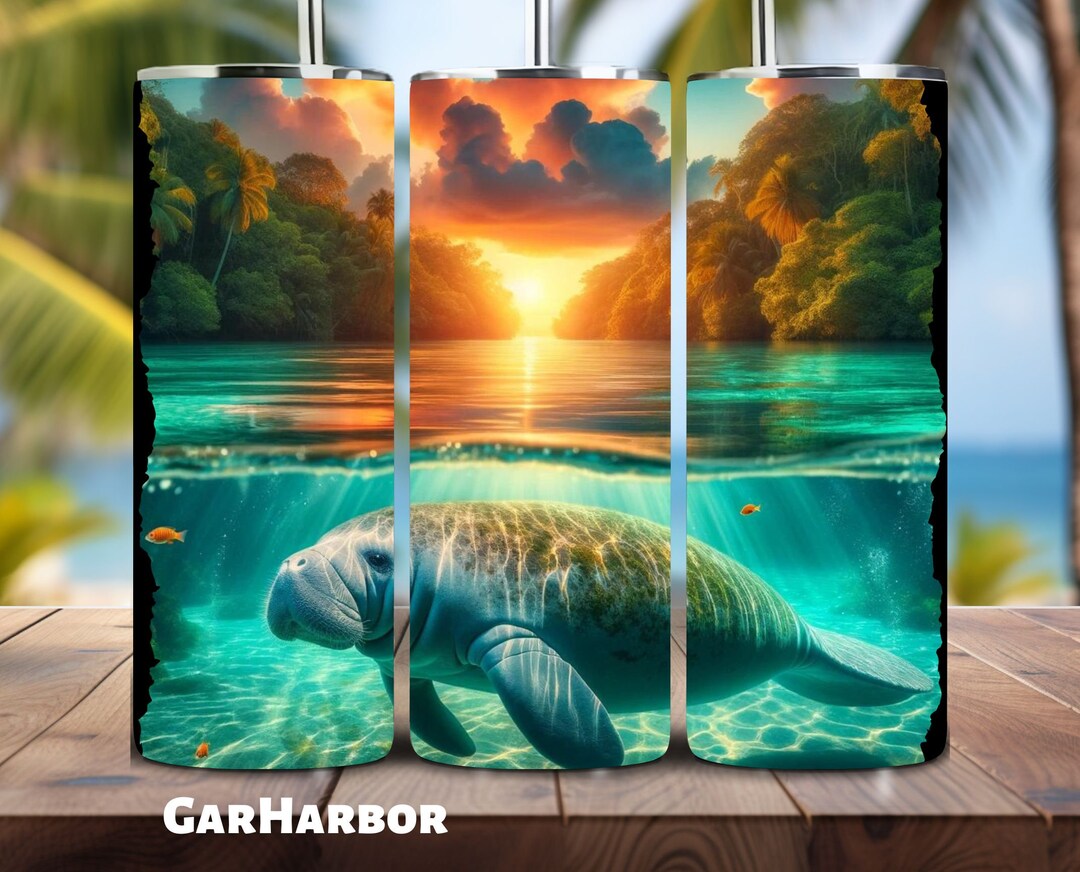 Manatee Tumbler Wrap | Sublimation Design Templates | Straight Png ...