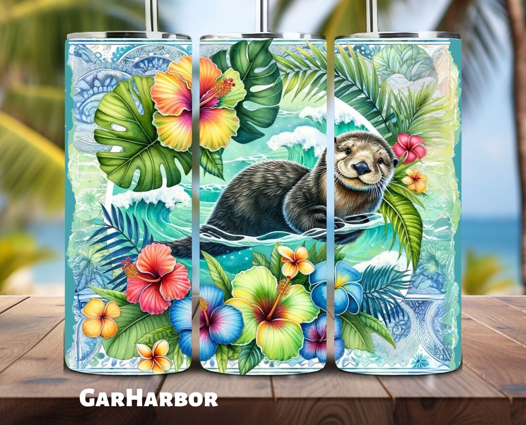 Sea Otter Tumbler Wrap, Sublimation Design Templates, Straight Png ...