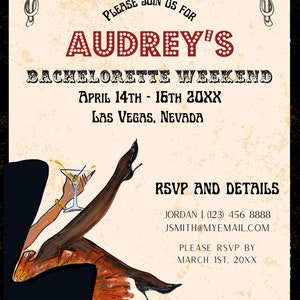 Burlesque Bachelorette Invite, Bachelorette Evite, Bachelorette Weekend ...