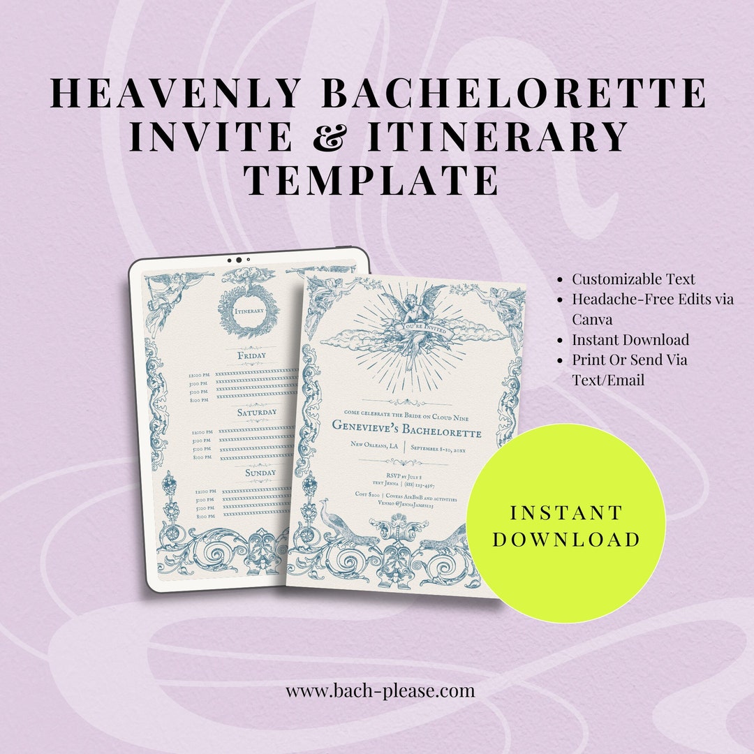 Bach Made in Heaven, Bride on Cloud Nine Bachelorette Invite ...