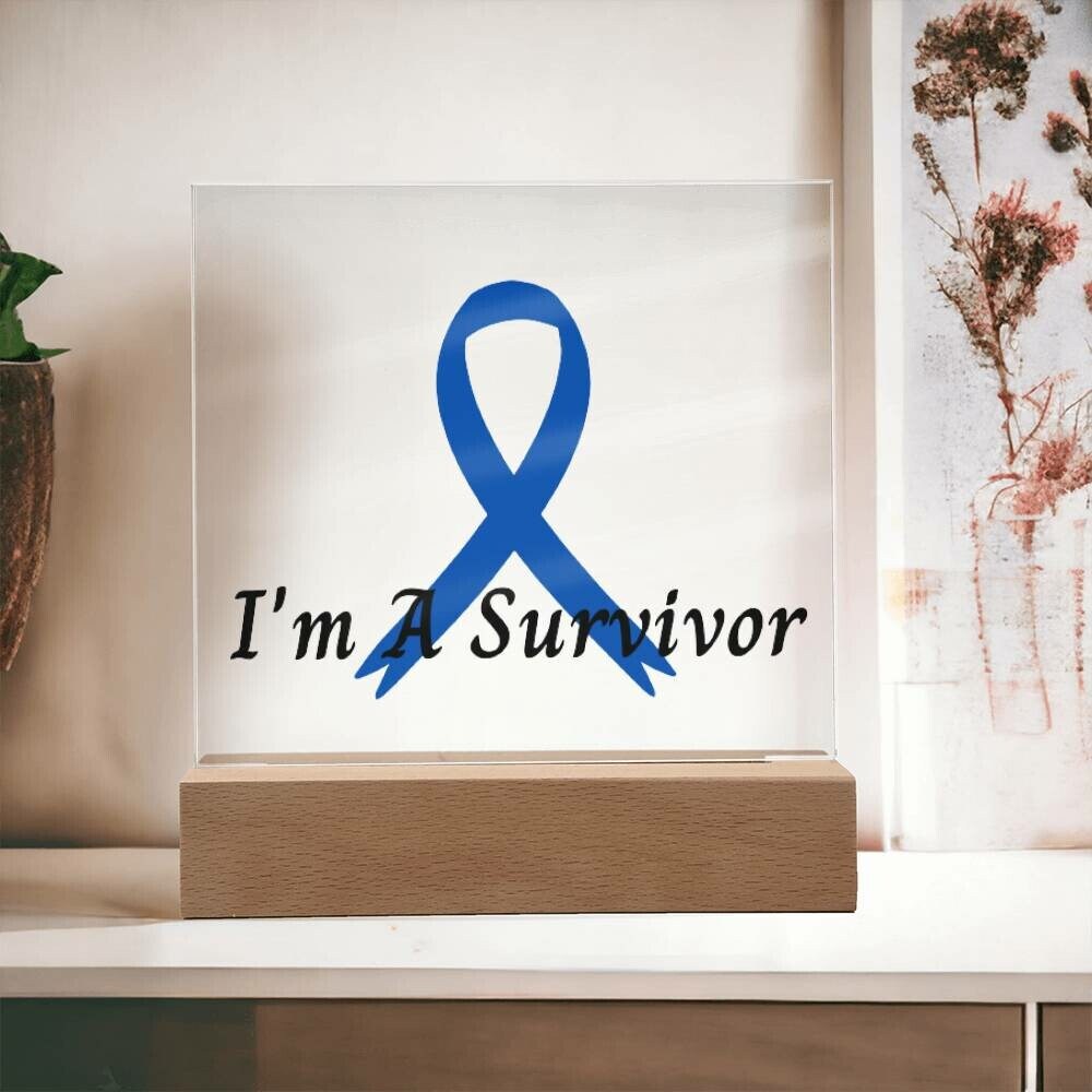 Blue Ribbon Cancer Survivor Plaque - Etsy