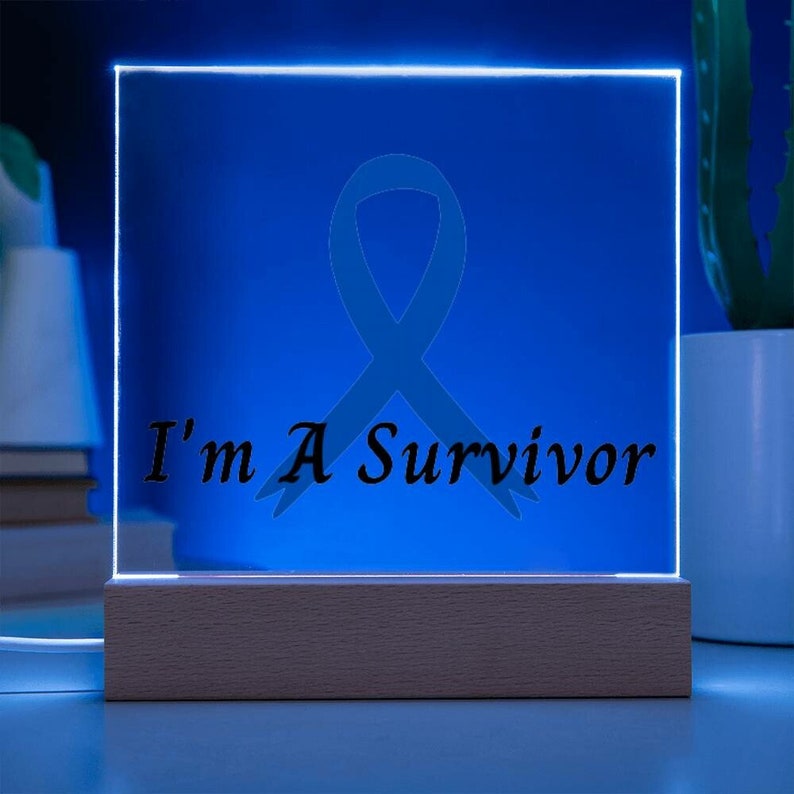 Blue Ribbon Cancer Survivor Plaque - Etsy