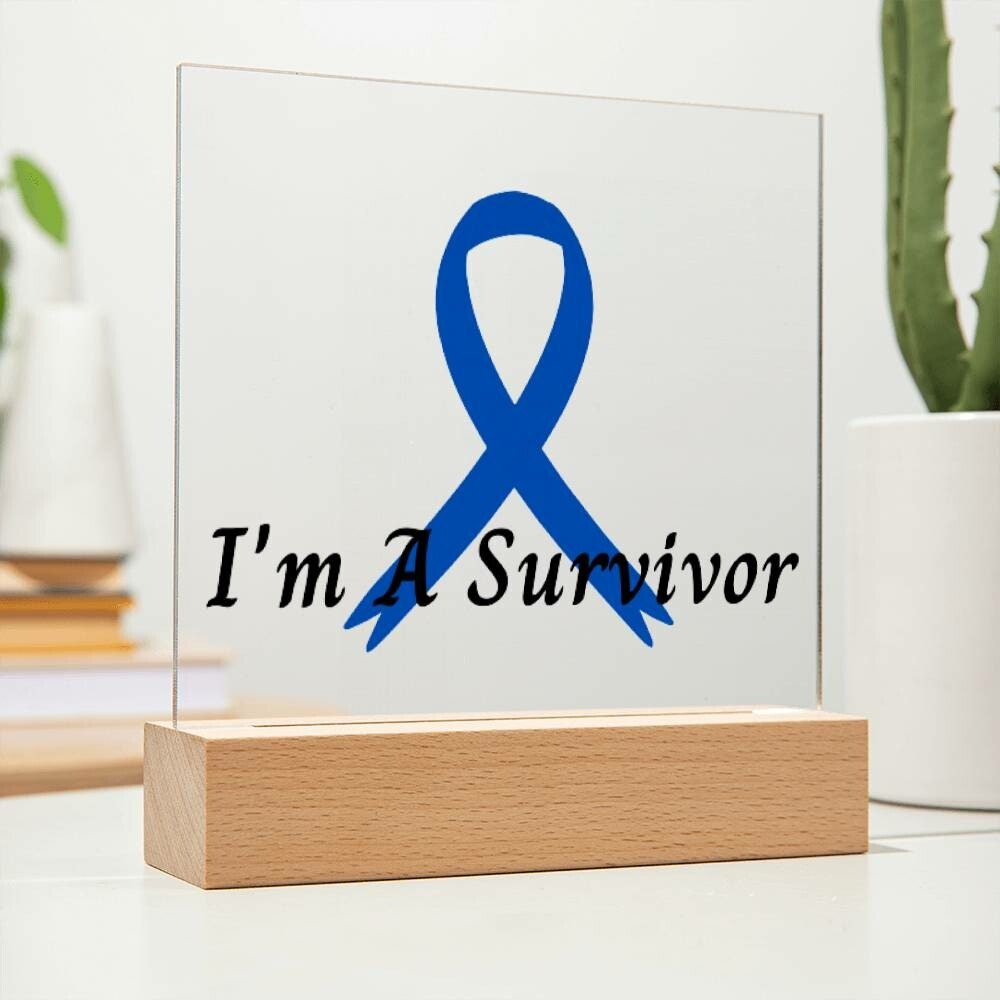 Blue Ribbon Cancer Survivor Plaque - Etsy