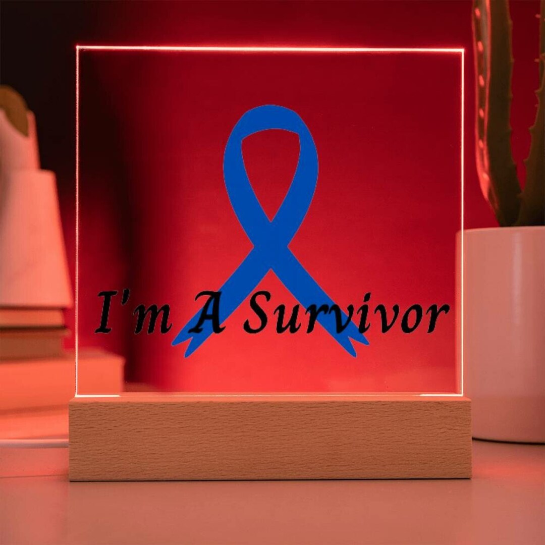 Blue Ribbon Cancer Survivor Plaque - Etsy
