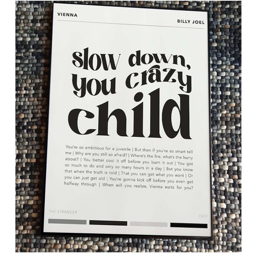Vienna Billy Joel Poster Billy Joel Song Lyrics Art Print - Etsy UK