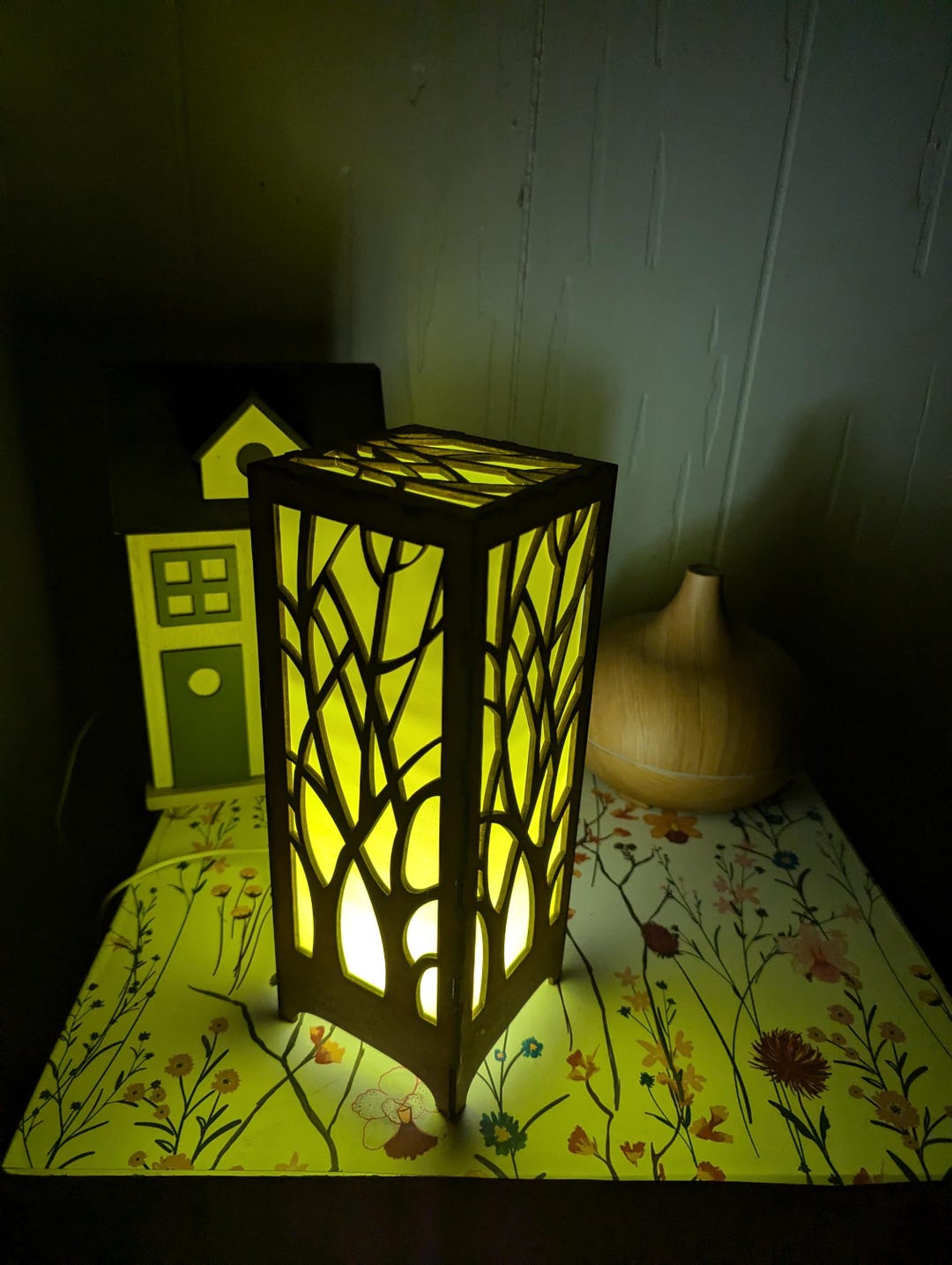 Unique "forest" Table Lamp With Warm Amber Glow - Etsy