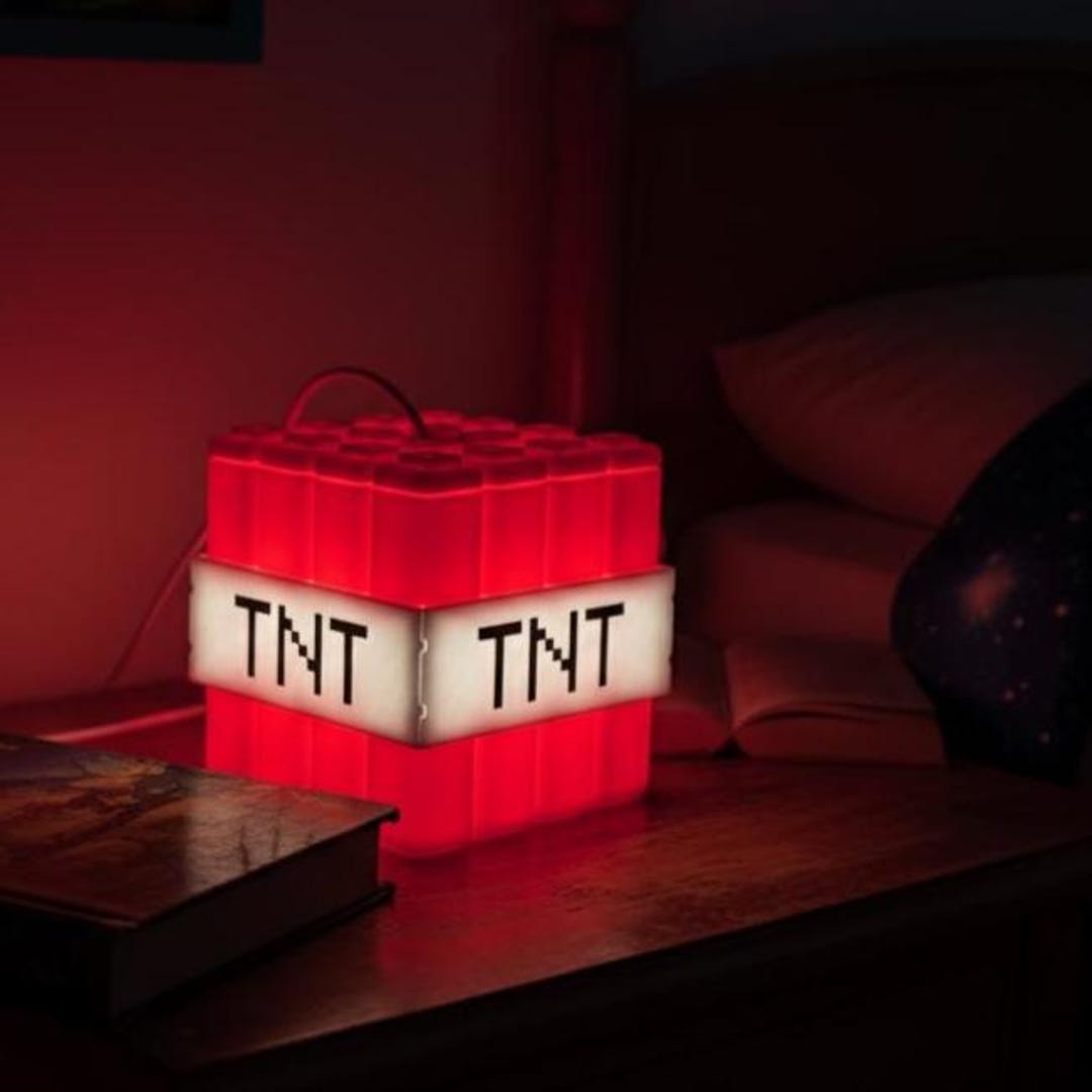 Minecraft TNT Block LED Lamp & Desk Organizer - USB Powered Night Light ...