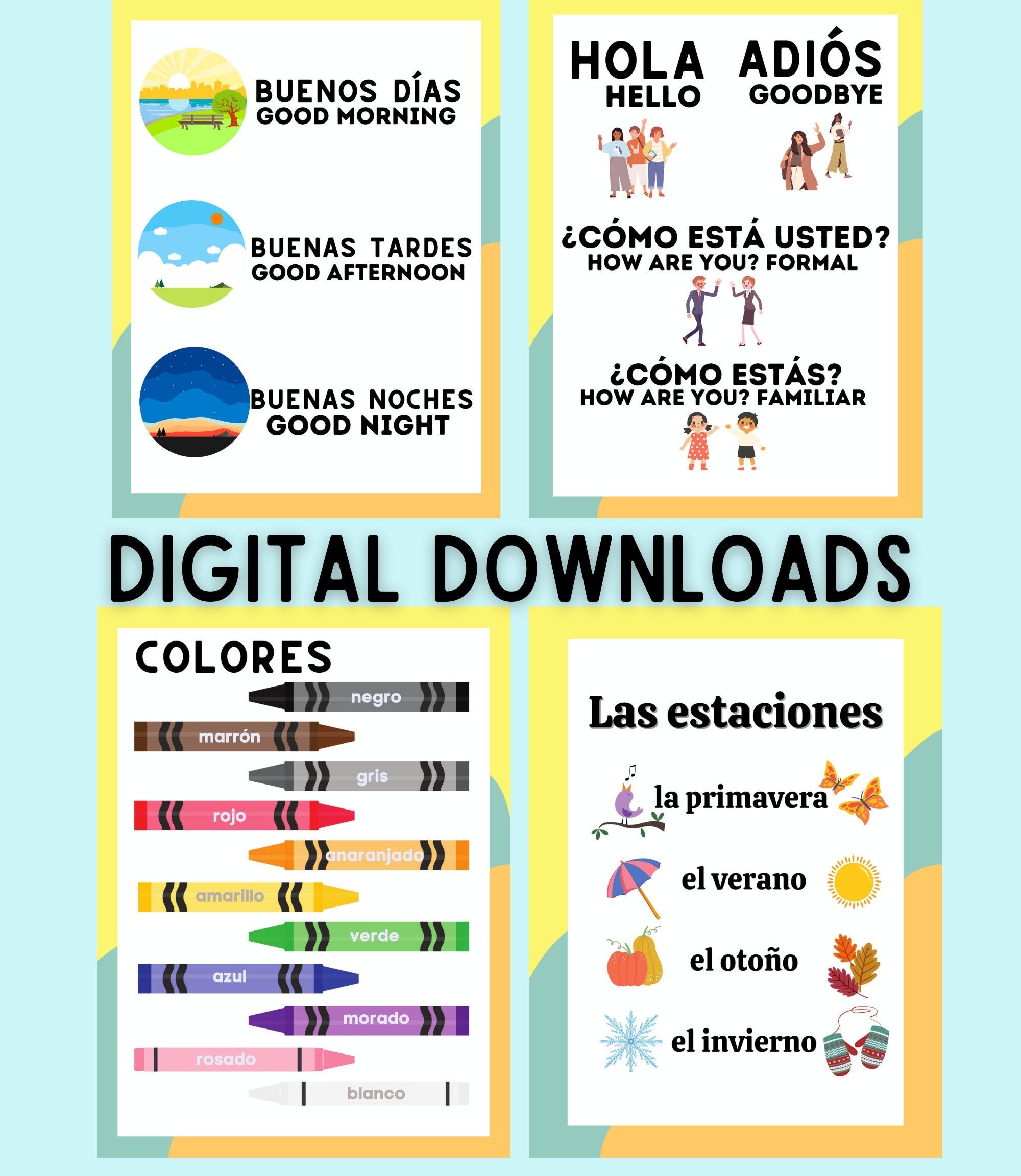 Spanish Class Poster Bundle DIGITAL DOWNLOADS - Etsy