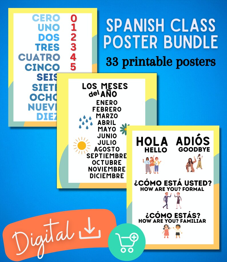 Spanish Class Poster Bundle DIGITAL DOWNLOADS - Etsy