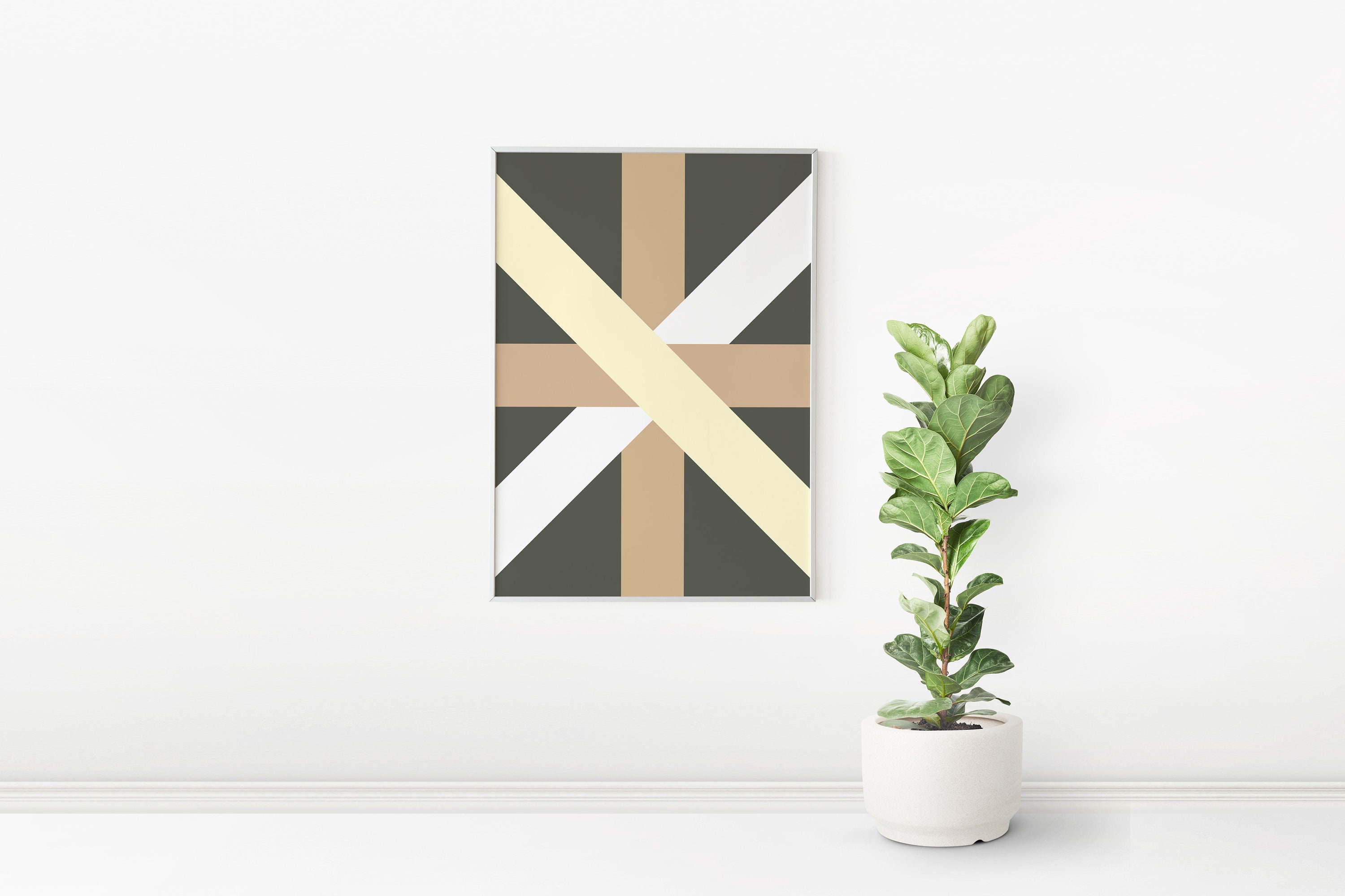 Modern Art Set of 2, Earth Tone Colors, Color Block, Line Art, Abstract ...