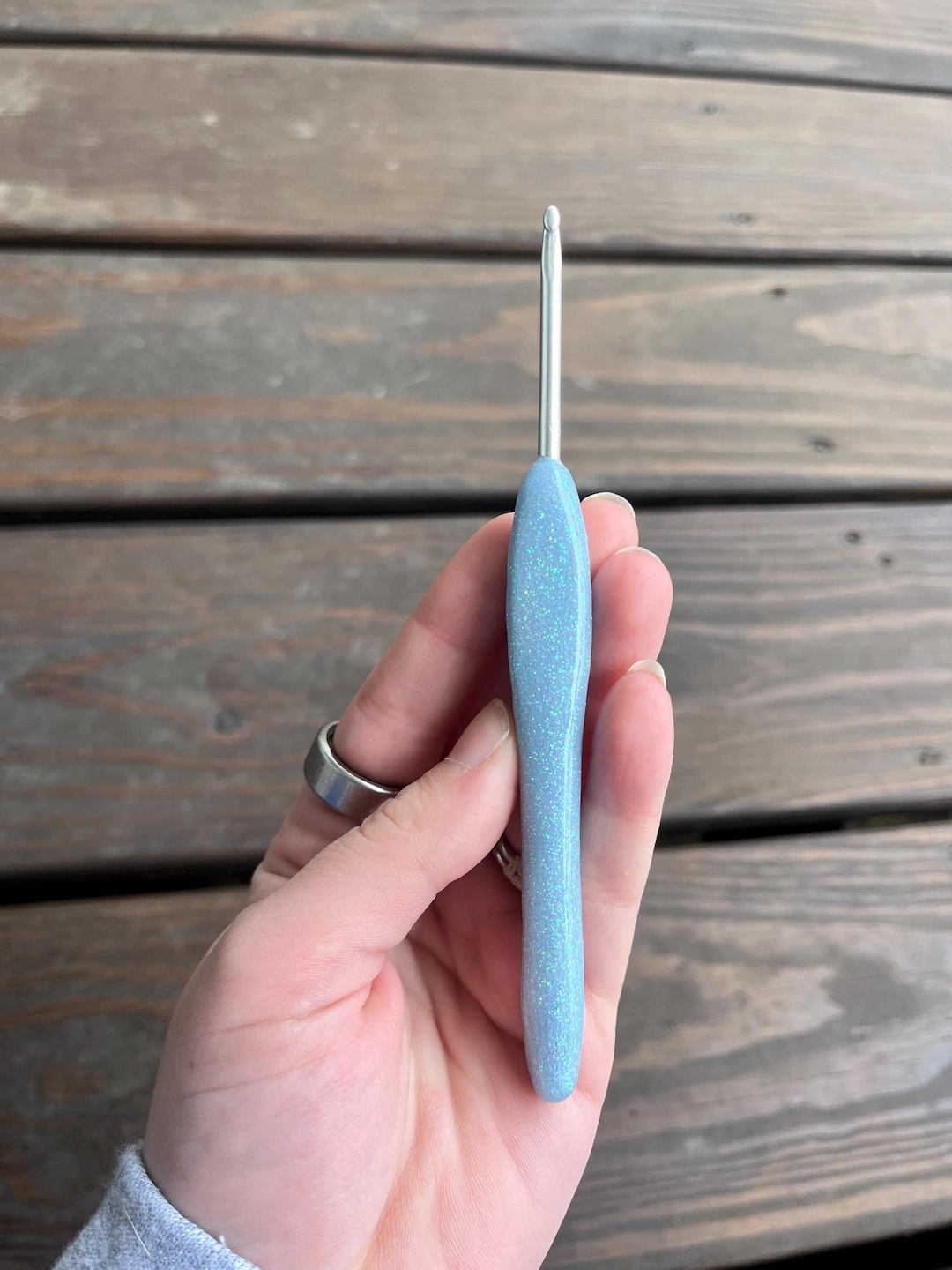 Glitter Resin Clover Hook, Clover Hook, Resin Crochet Hook, Ergonomic ...