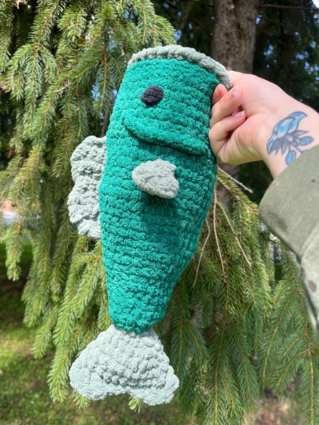 Large Mouth Bass, Toy Bass, Bass Plushie, Fishing Toy Plushie, Crochet ...
