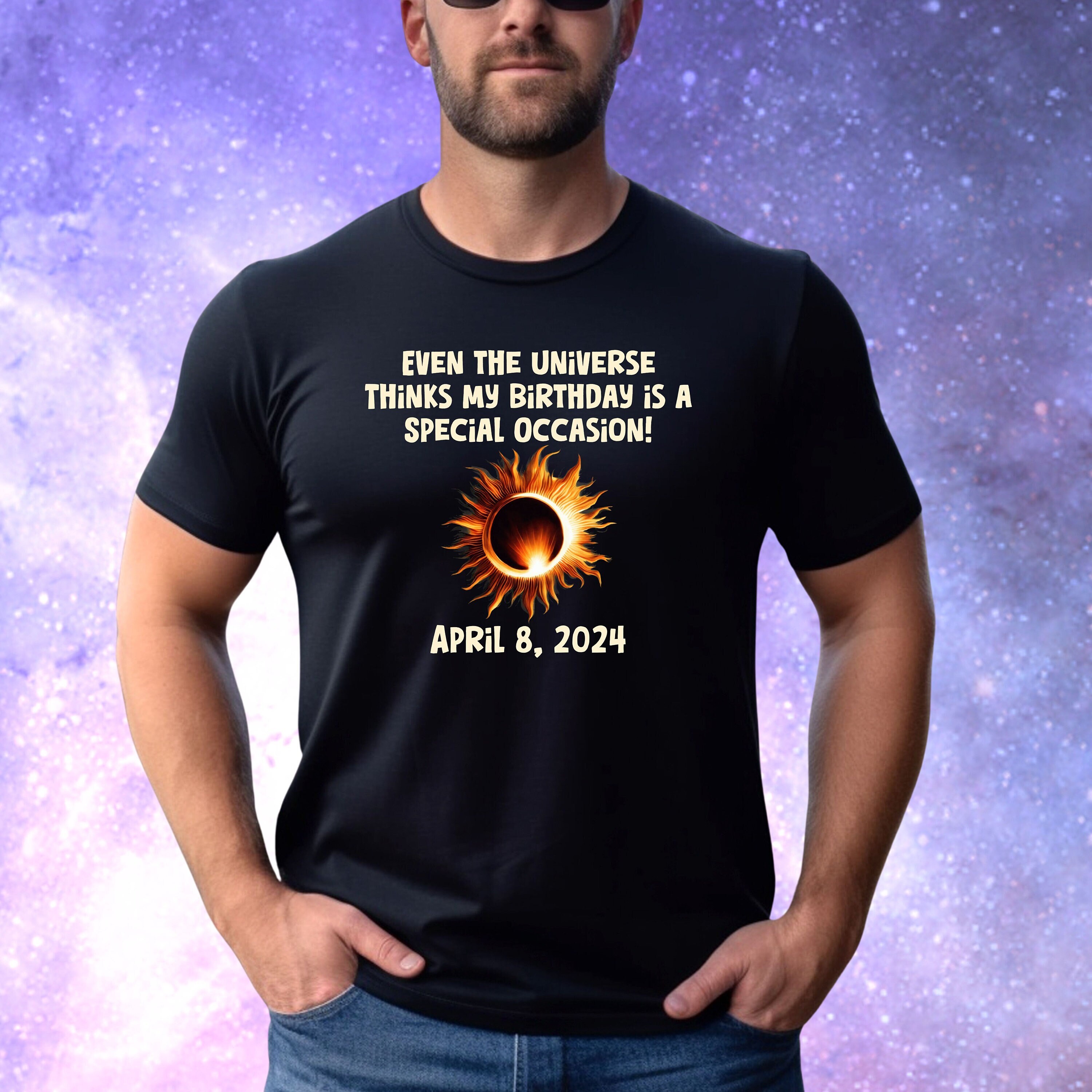 Solar Eclipse Birthday Tshirt Celebrating With the Universe April 8th ...