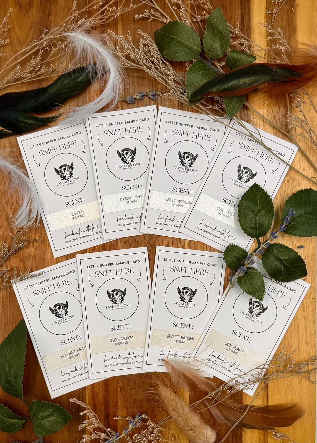 Feminine Sniff Sample Cards - Etsy