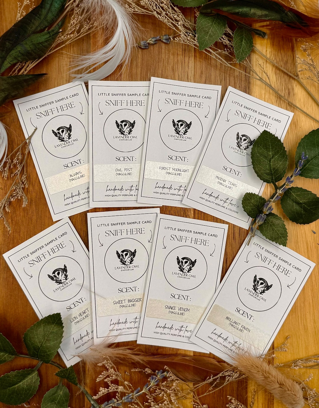 Masculine Sniff Sample Cards - Etsy