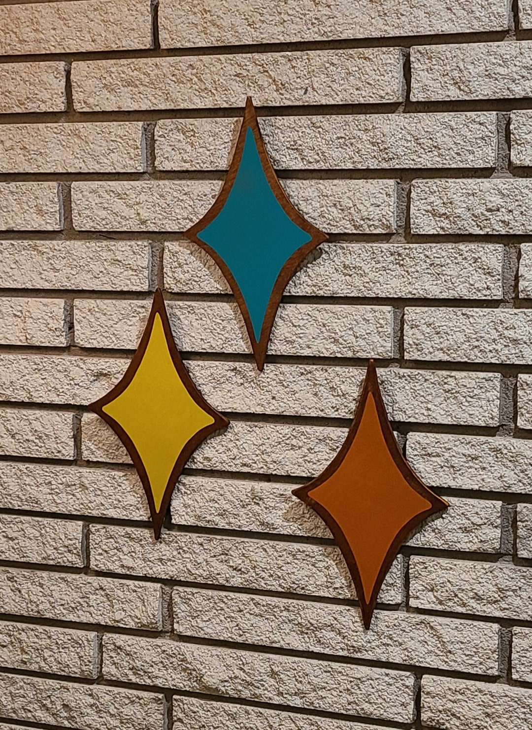 Set of 3 MCM Inspired Atomic Star Wooden Wall Plaques - Etsy