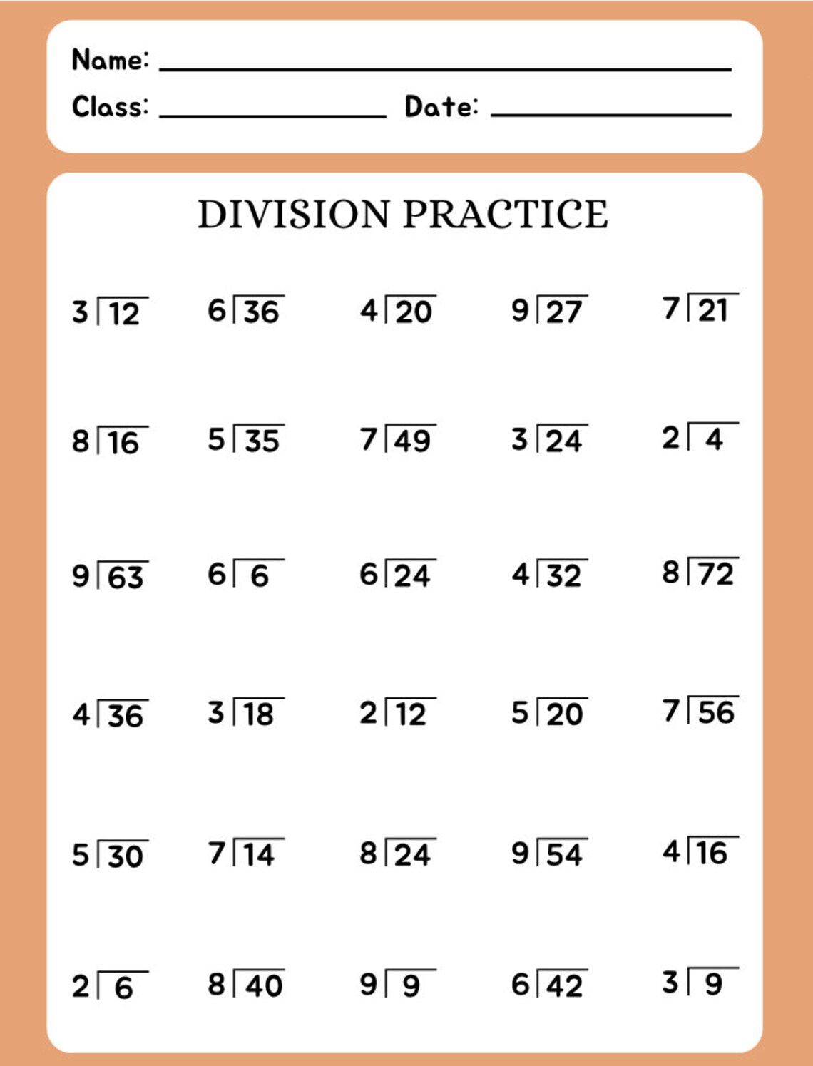Printable Division Skills, Printable Division Practice, 3rd Grade ...