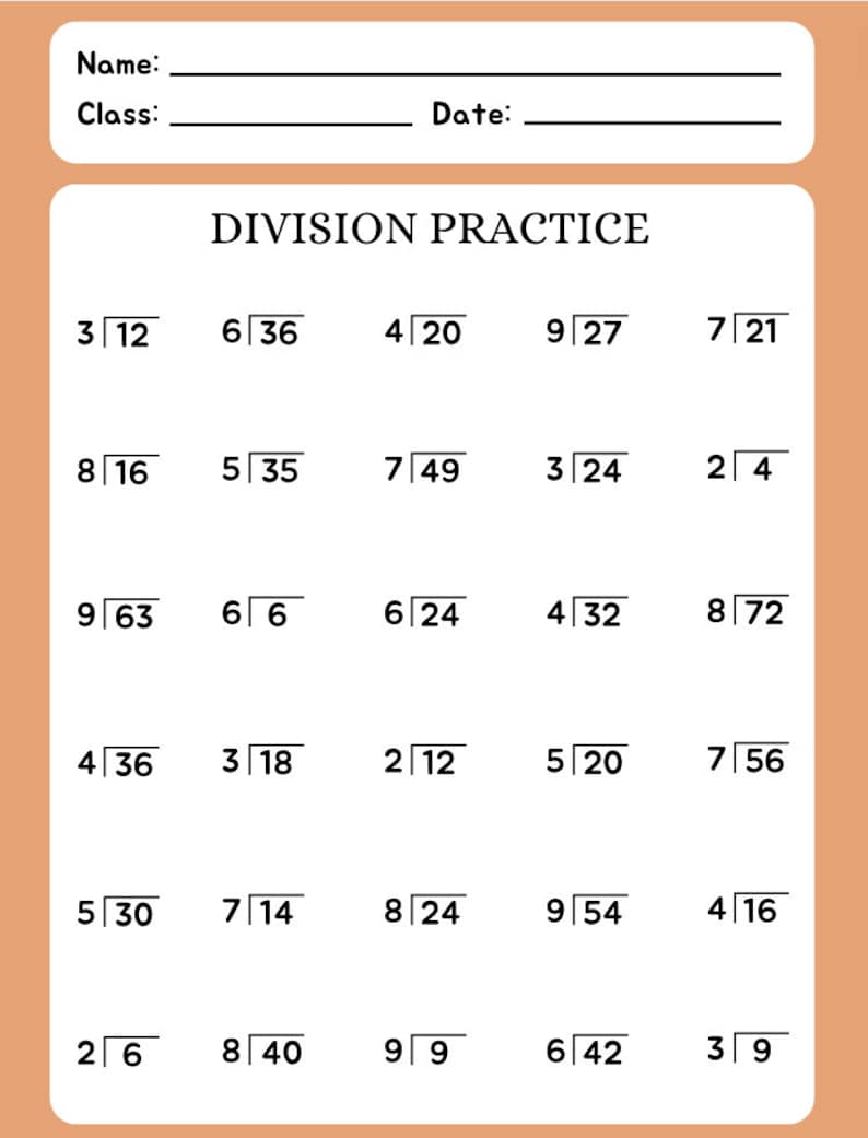 Printable Division Skills, Printable Division Practice, 3rd Grade ...
