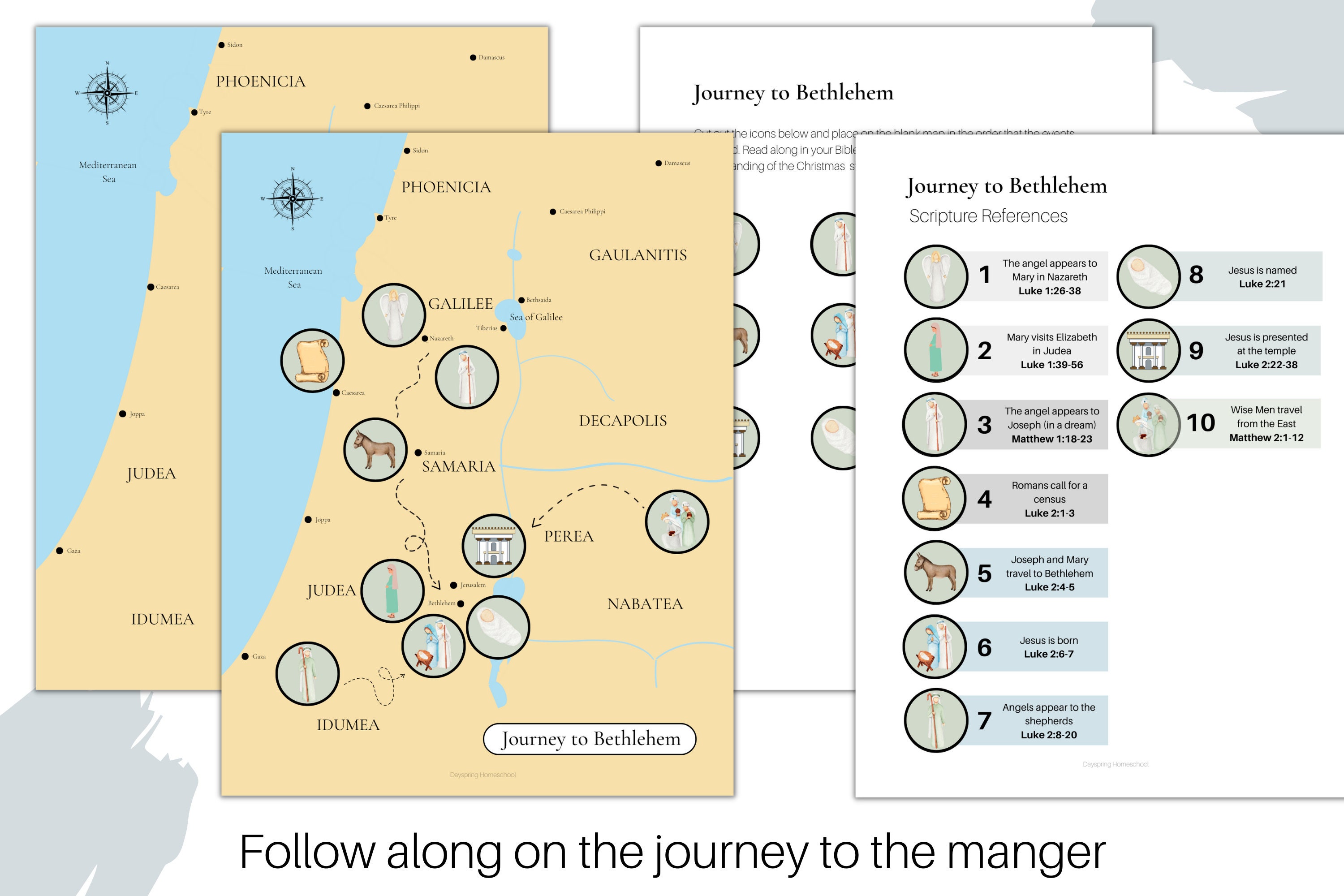 Journey to Bethlehem Christmas Map and Activity Bundle | Printable ...