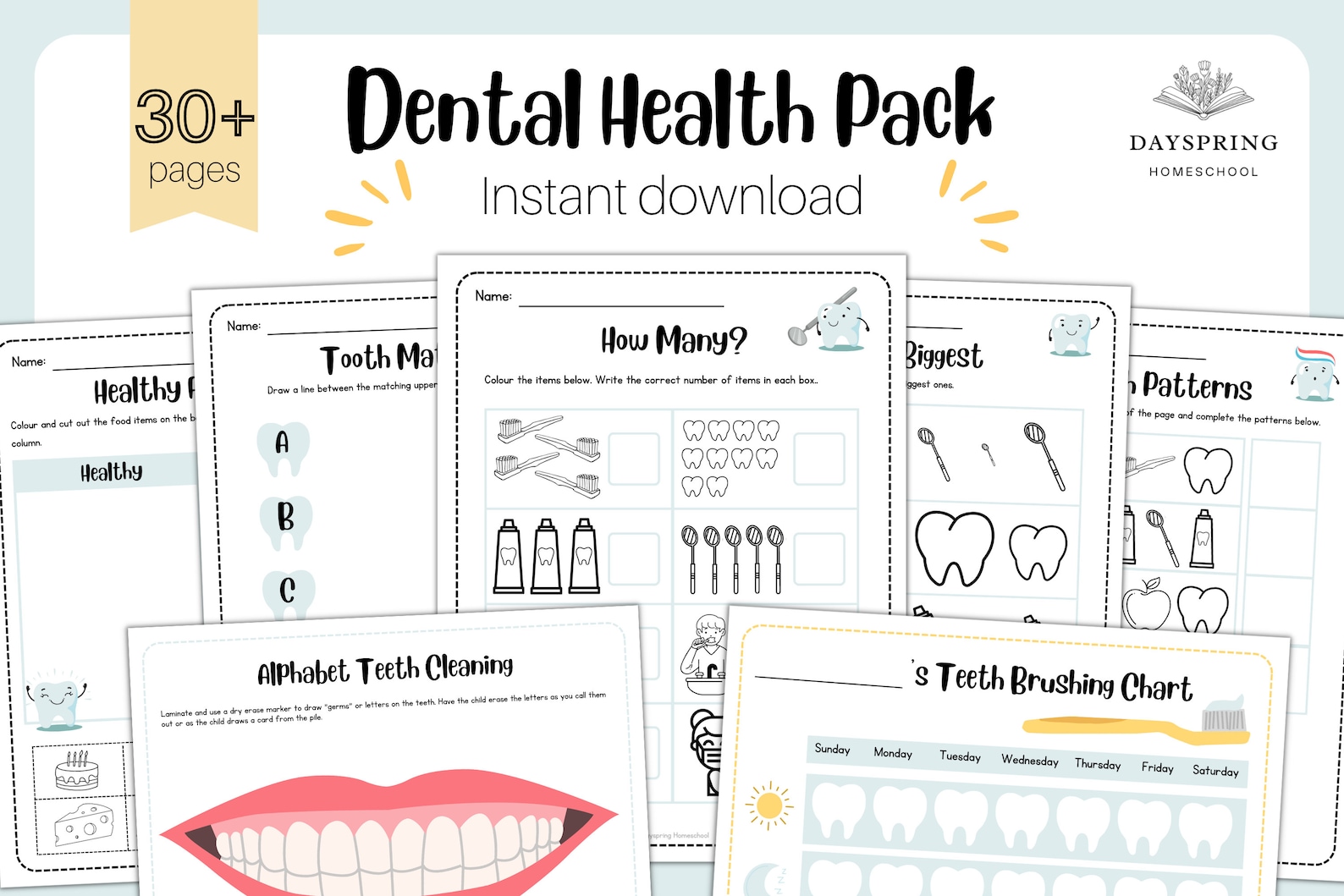Preschool Dental Health Pack | Printable Worksheets | Homeschool ...