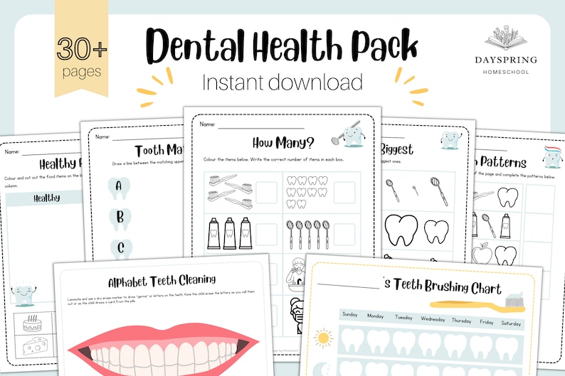 Preschool Dental Health Pack | Printable Worksheets | Homeschool ...