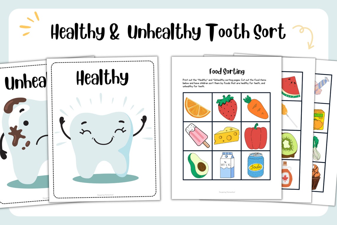Preschool Dental Health Pack Printable Worksheets - Etsy