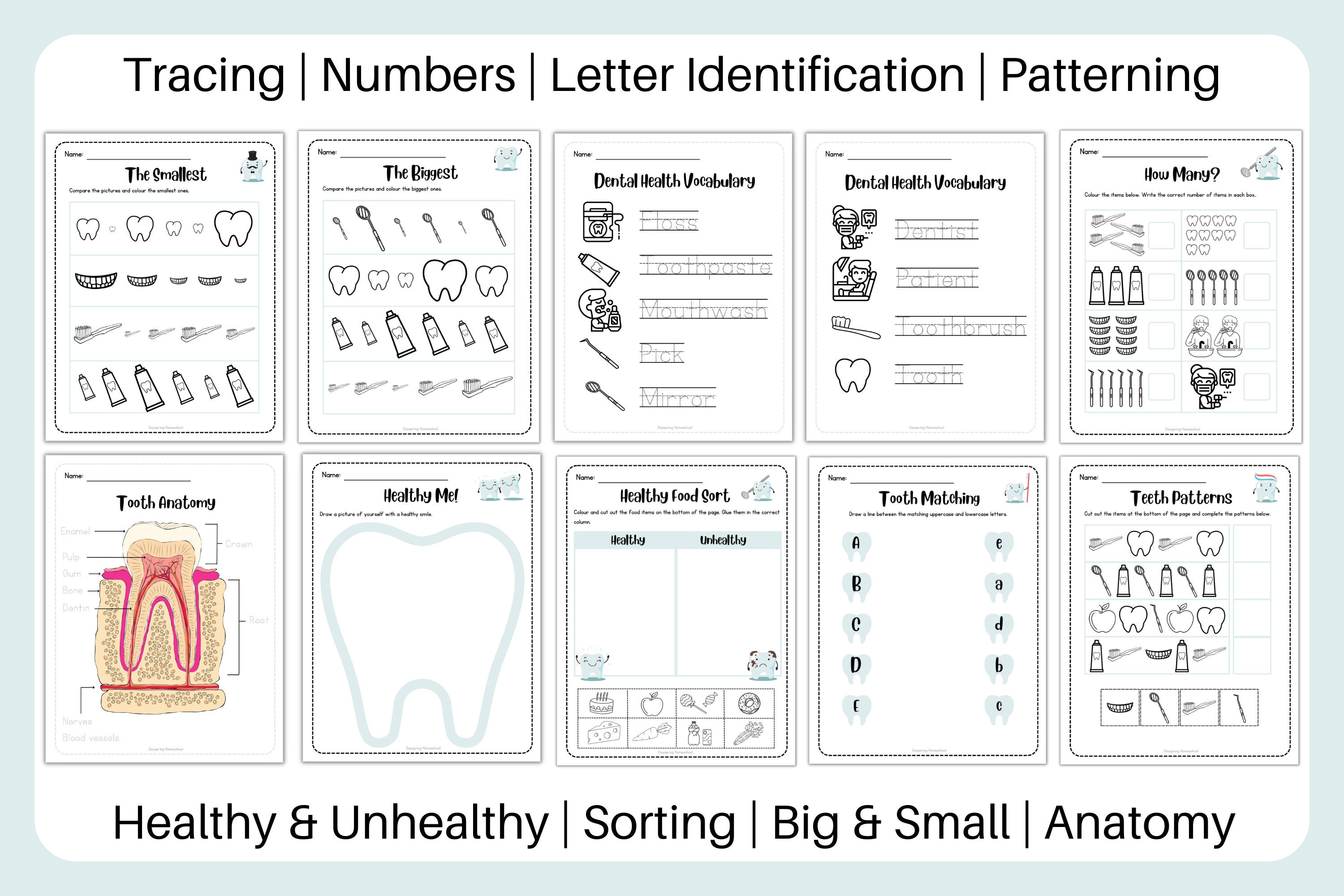 Preschool Dental Health Pack | Printable Worksheets | Homeschool ...