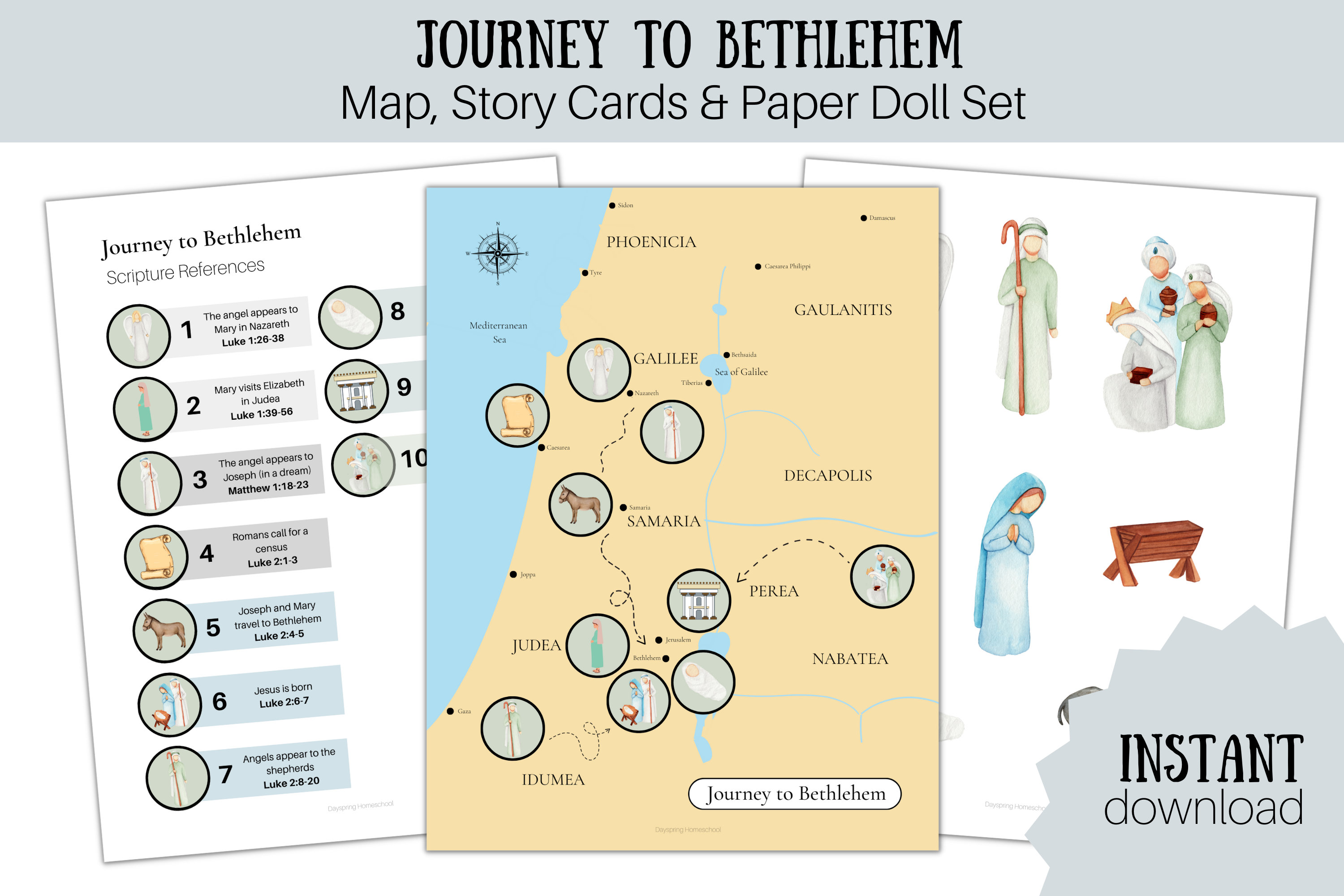 Journey to Bethlehem Christmas Map and Activity Bundle | Printable ...