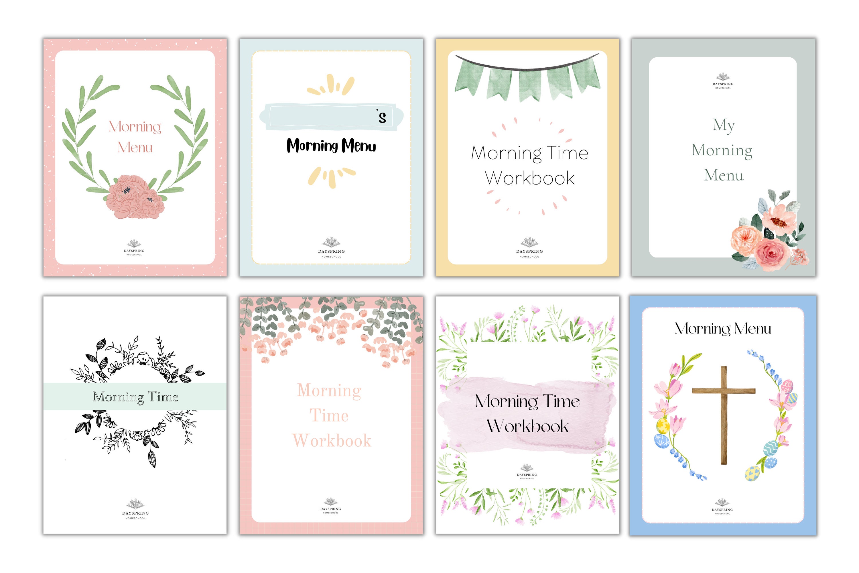 Morning Menu Cover Pages | Printable |homeschool | Morning Time ...