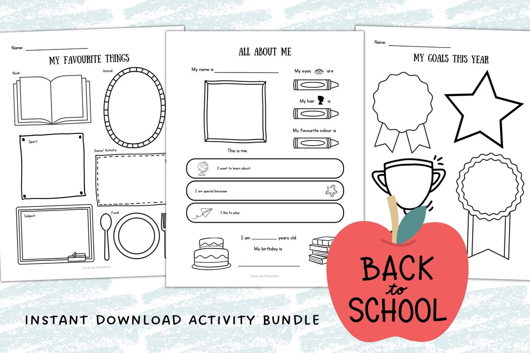 Back to School Activity Bundle | Printable | First Day of School ...