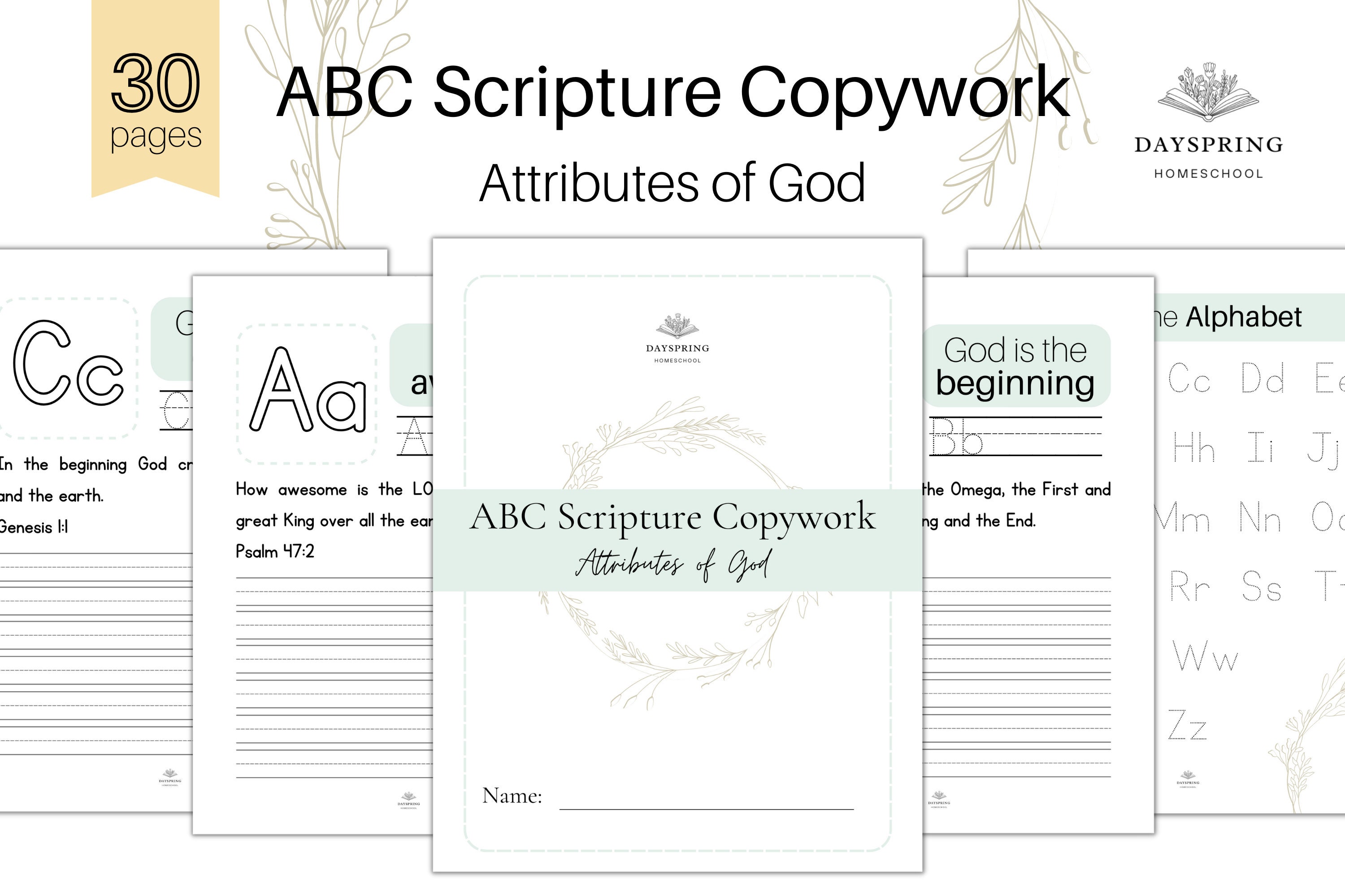 Scripture Copywork | ABC Attributes of God | Handwriting Practice ...