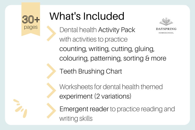 Preschool Dental Health Pack | Printable Worksheets | Homeschool ...