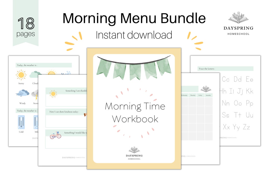 Morning Menu Bundle | Homeschool Resources | Preschool Printable ...