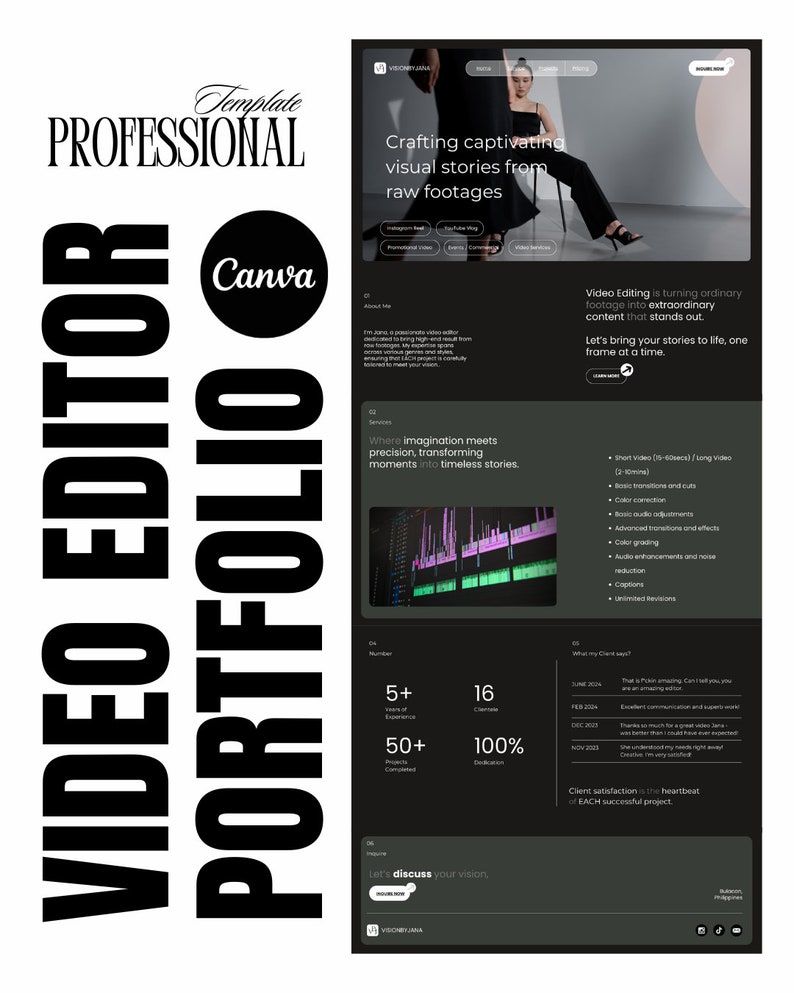 Video Editor Portfolio Website Design / Professional Minimal Website ...