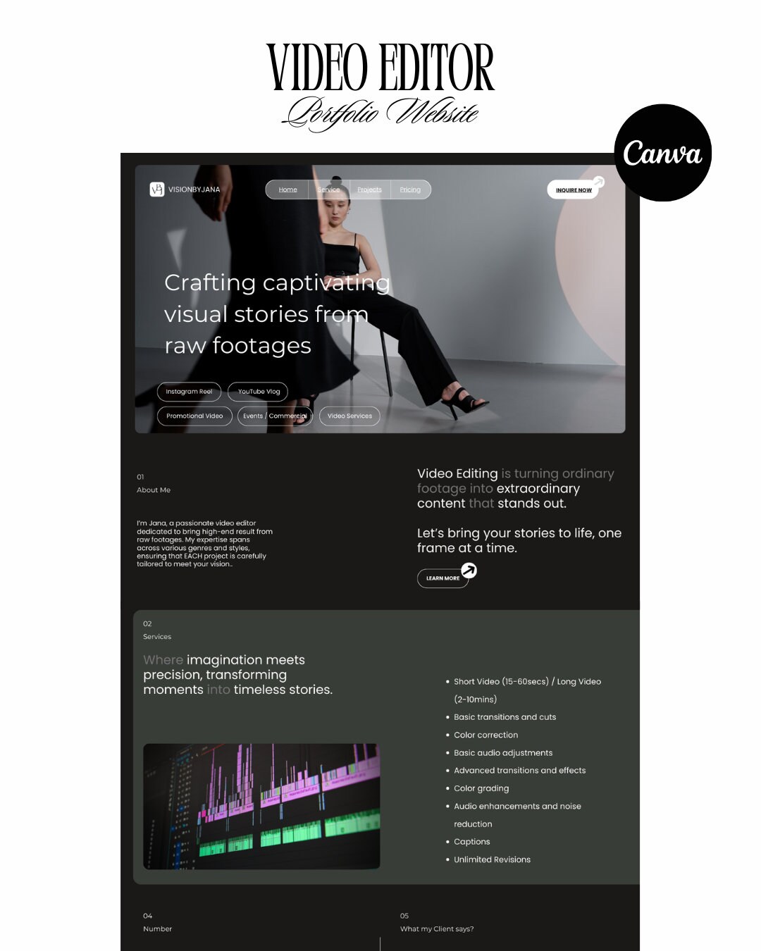 Video Editor Portfolio Website Design / Professional Minimal Website ...