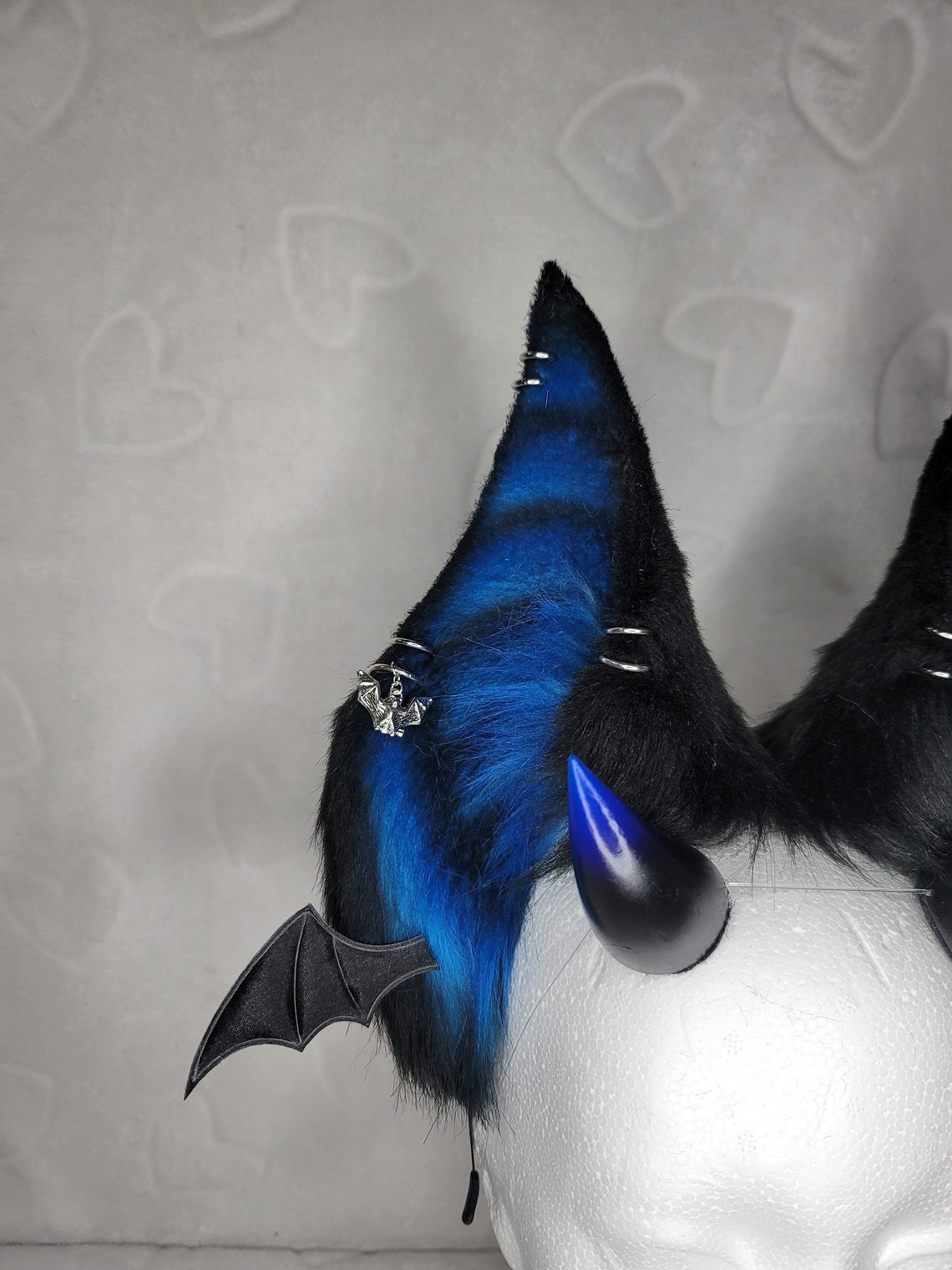 Demon Bat, Bat Ears, Beat Ears With Horns, Ears on Headband, Handmade ...
