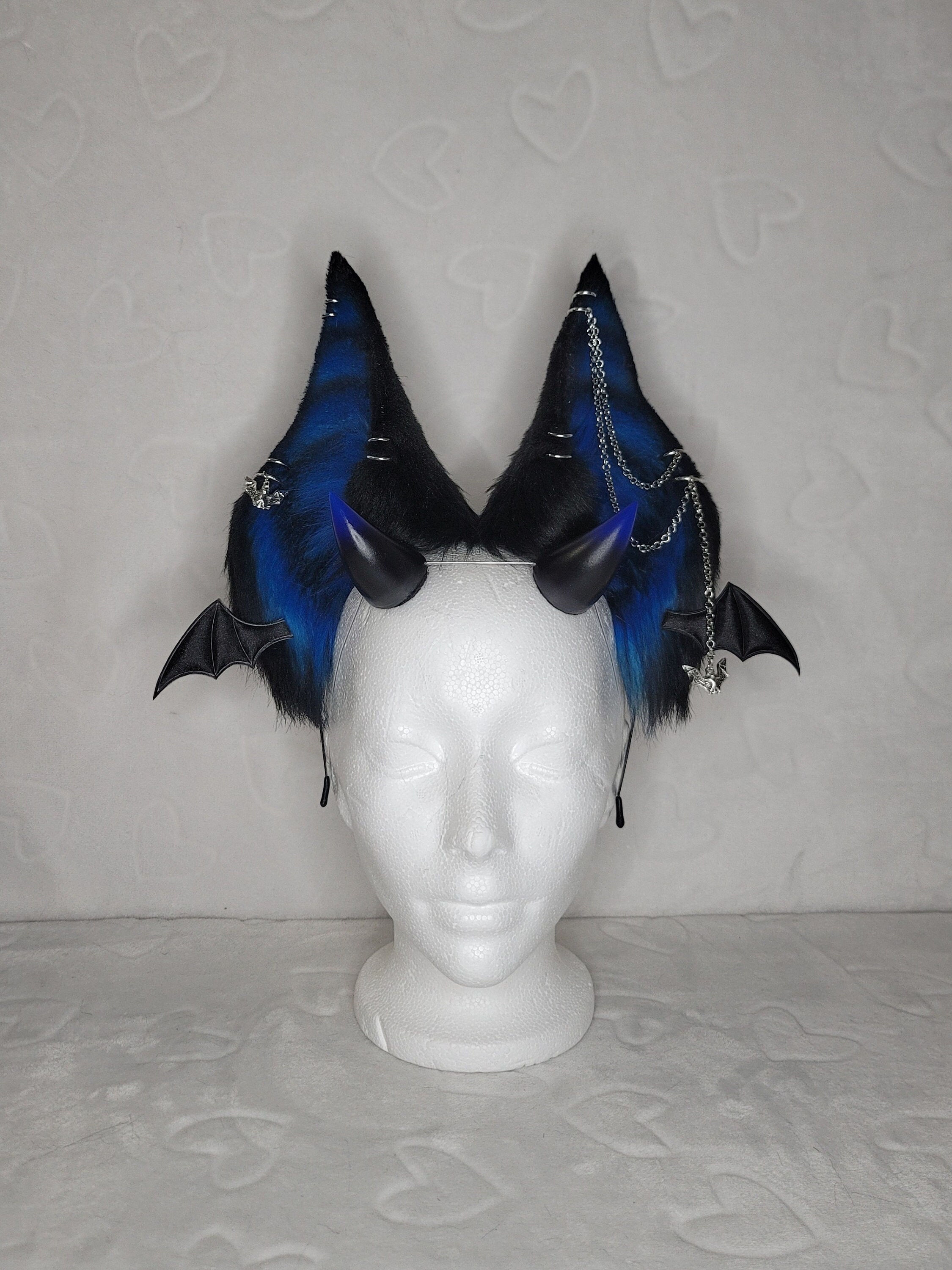 Demon Bat, Bat Ears, Beat Ears With Horns, Ears on Headband, Handmade ...