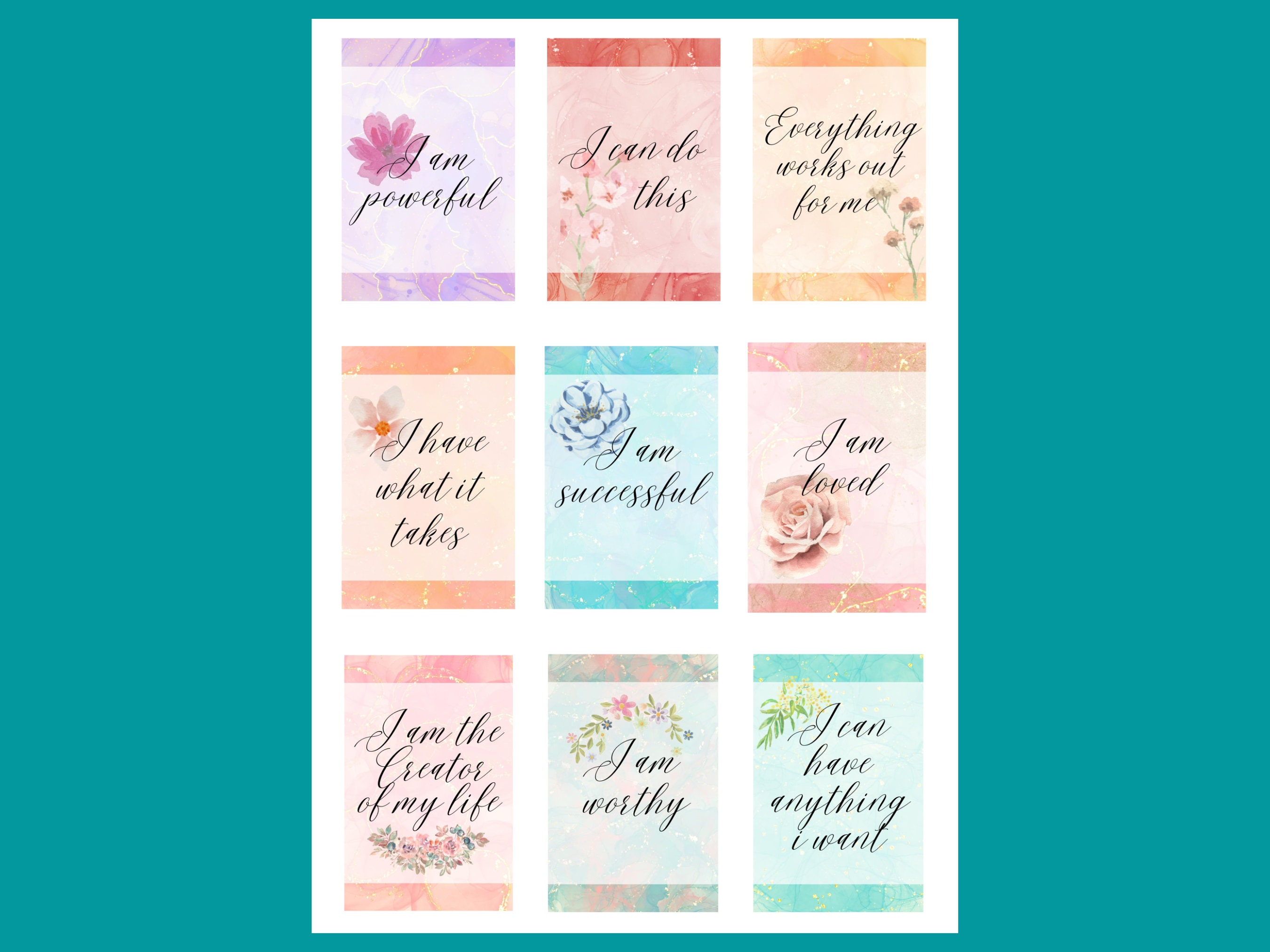 Affirmation Cards Printable Digital Download 36 Law of Attraction ...