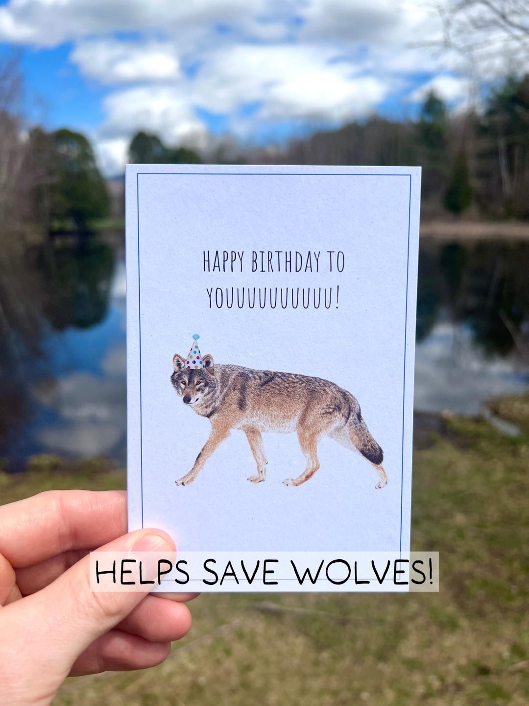 Funny Wolf Birthday Card, Howling Gray Wolf Pun Card, Nature Animal ...