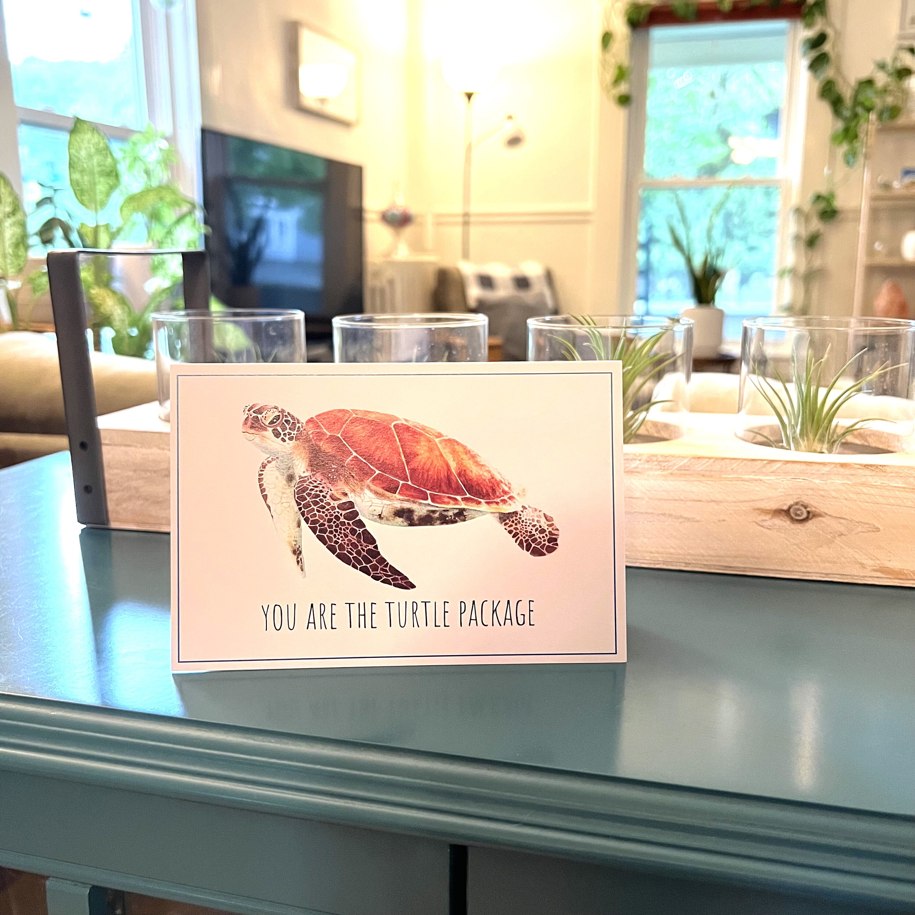 Sea Turtle Pun Card, Sea Turtle Greeting Card, Watercolor Sea Turtle ...