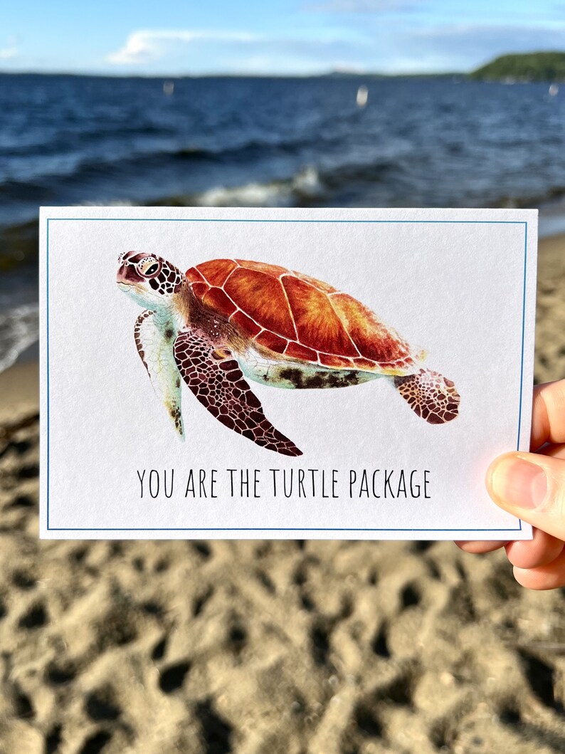 Sea Turtle Pun Card, Sea Turtle Greeting Card, Watercolor Sea Turtle ...