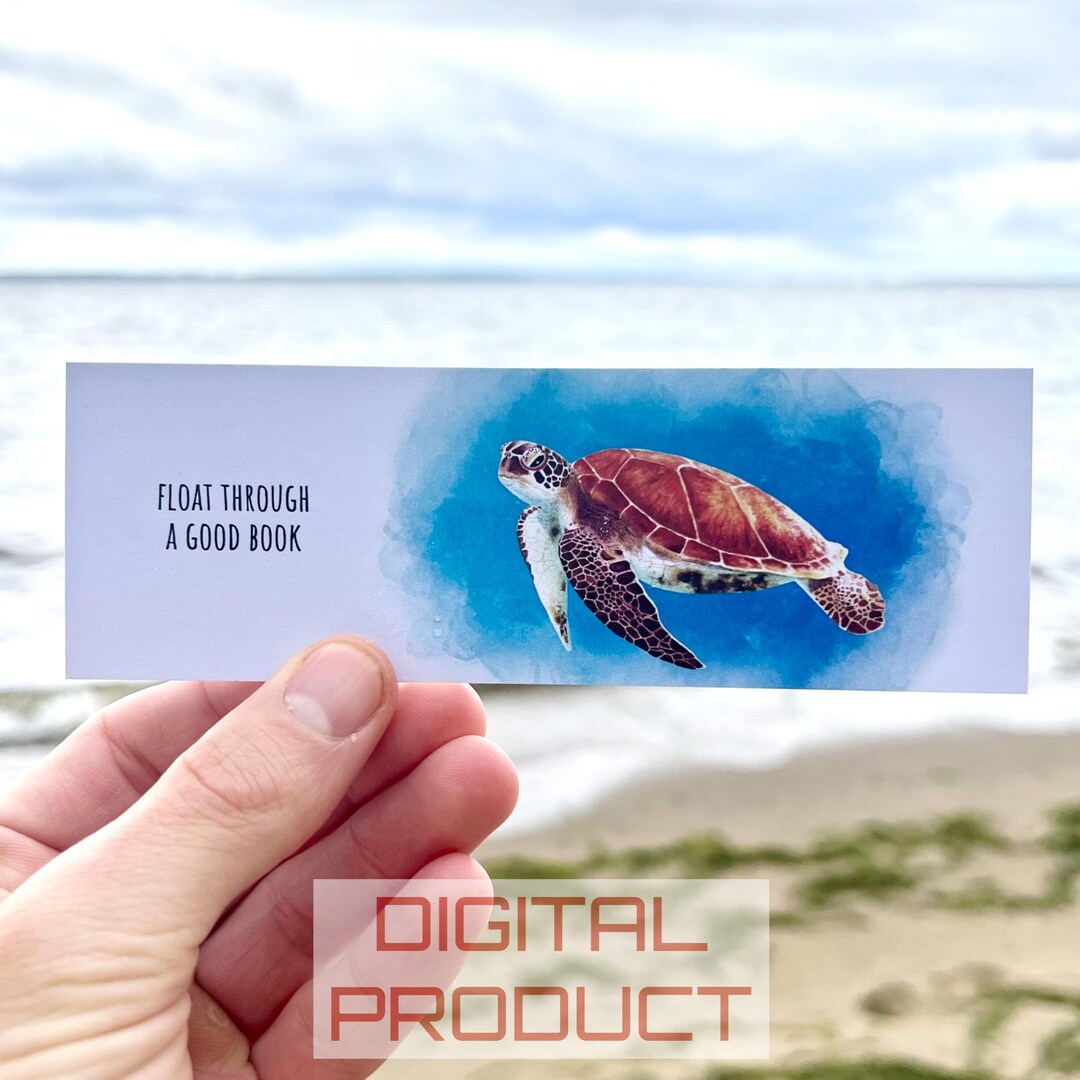 Watercolor Loggerhead Sea Turtle Digital Bookmark, Endangered Species ...