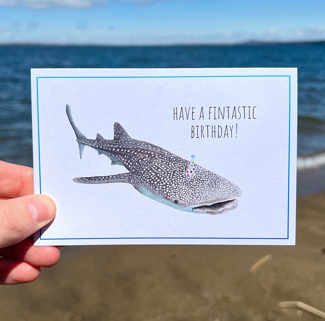 Shark Pun Birthday Card, Whale Shark Birthday Card, Shark Greeting Card ...