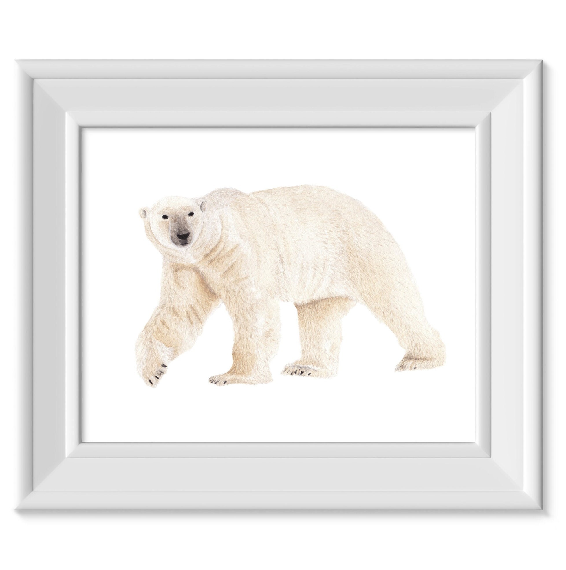 Polar Bear Art Print, Watercolor Polar Bear Wall Art, Wildlife ...