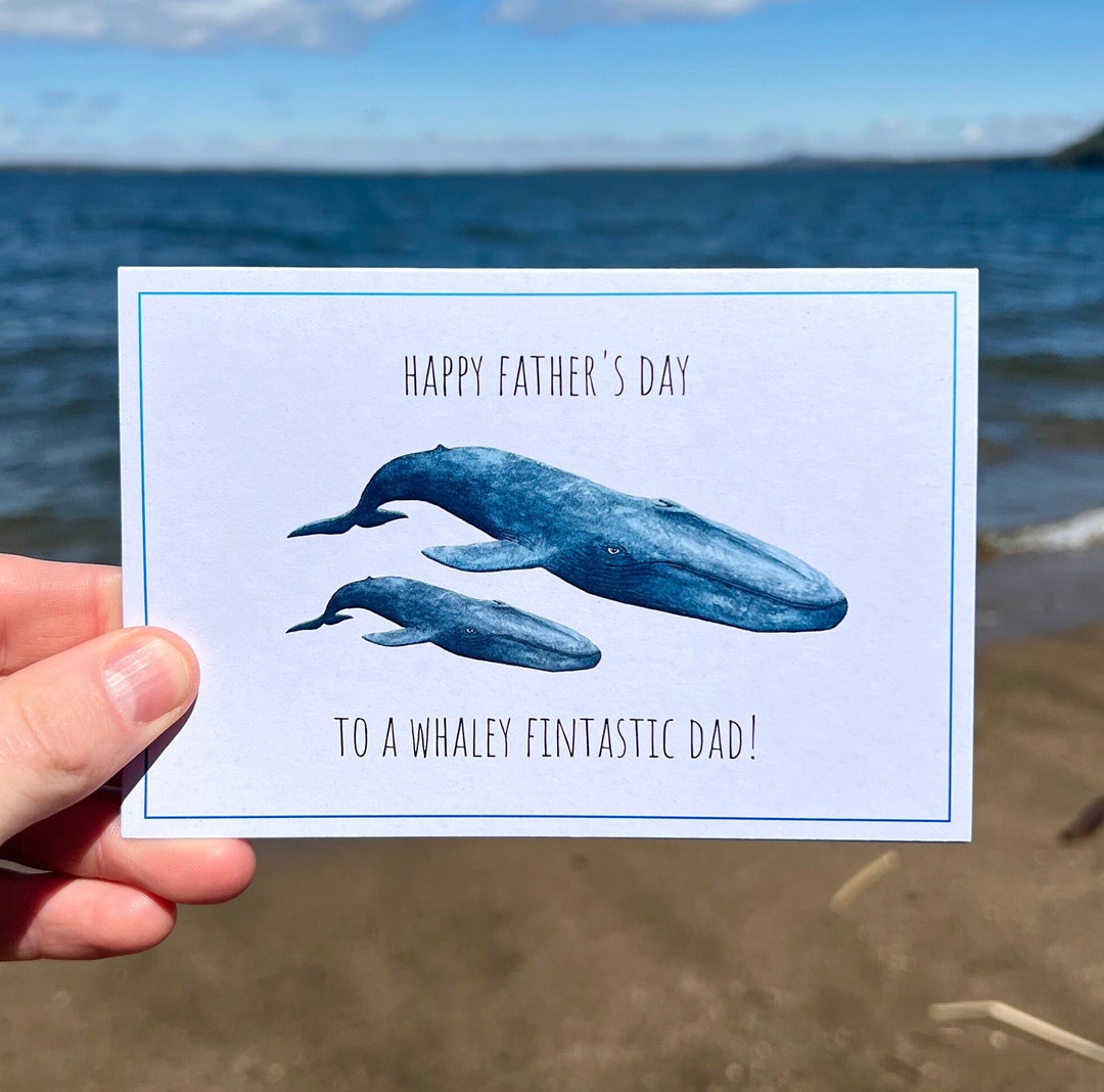 Blue Whale Father's Day Card, Whale Lover Greeting Card, Vegan Father's ...